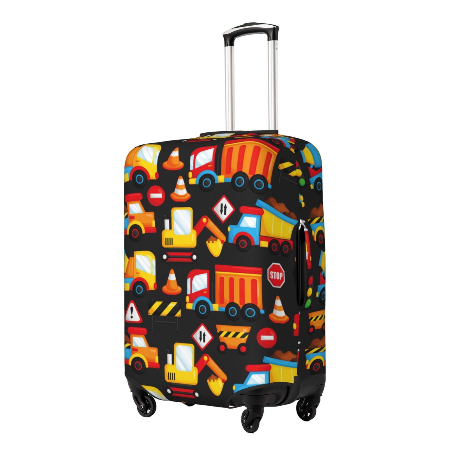 Susaid Construction Truck Print Elastic Washable Suitcase Cover with ...