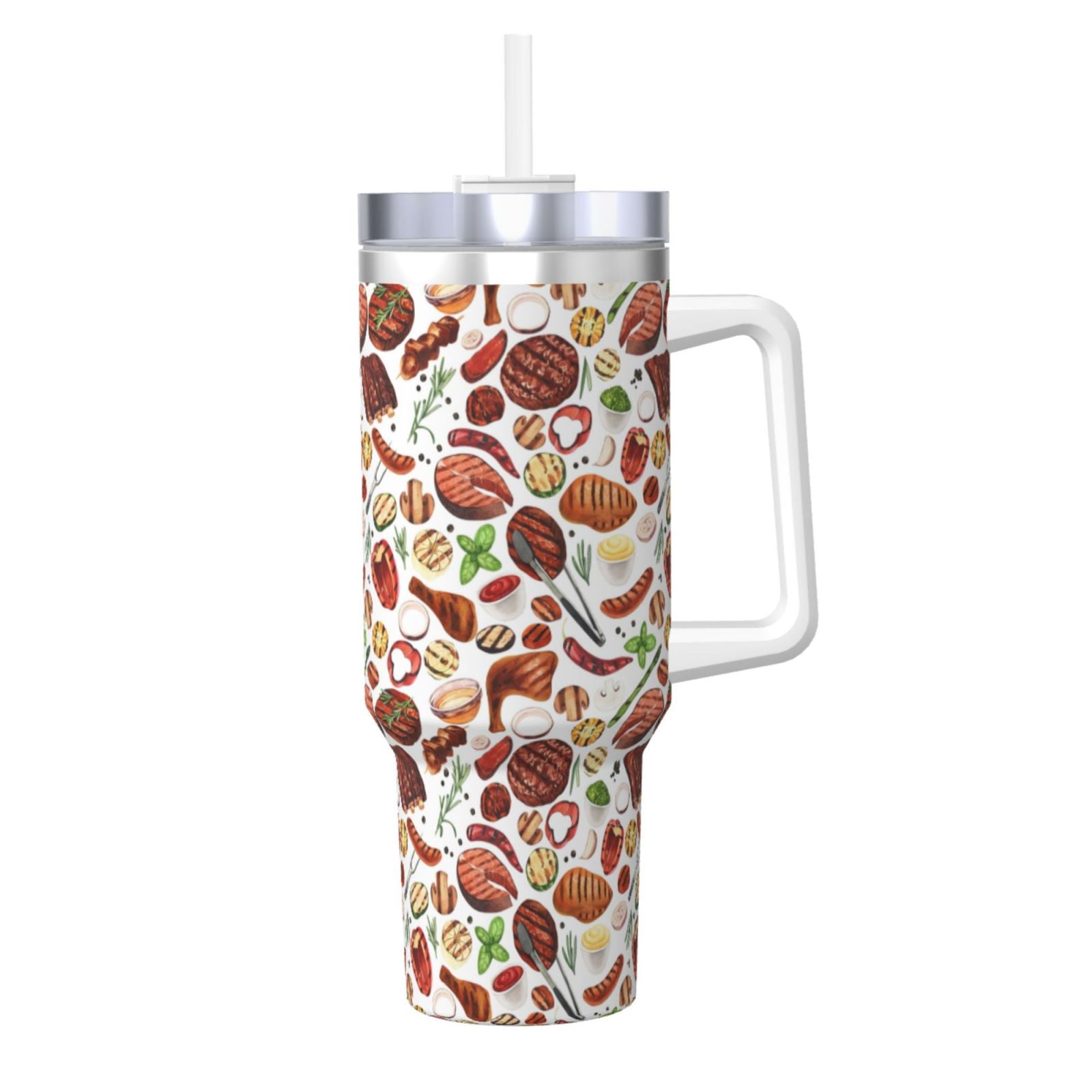 Susaid Cooking Bbq Print Indoor Outdoor Straw Lid 40oz Ice Bully With ...