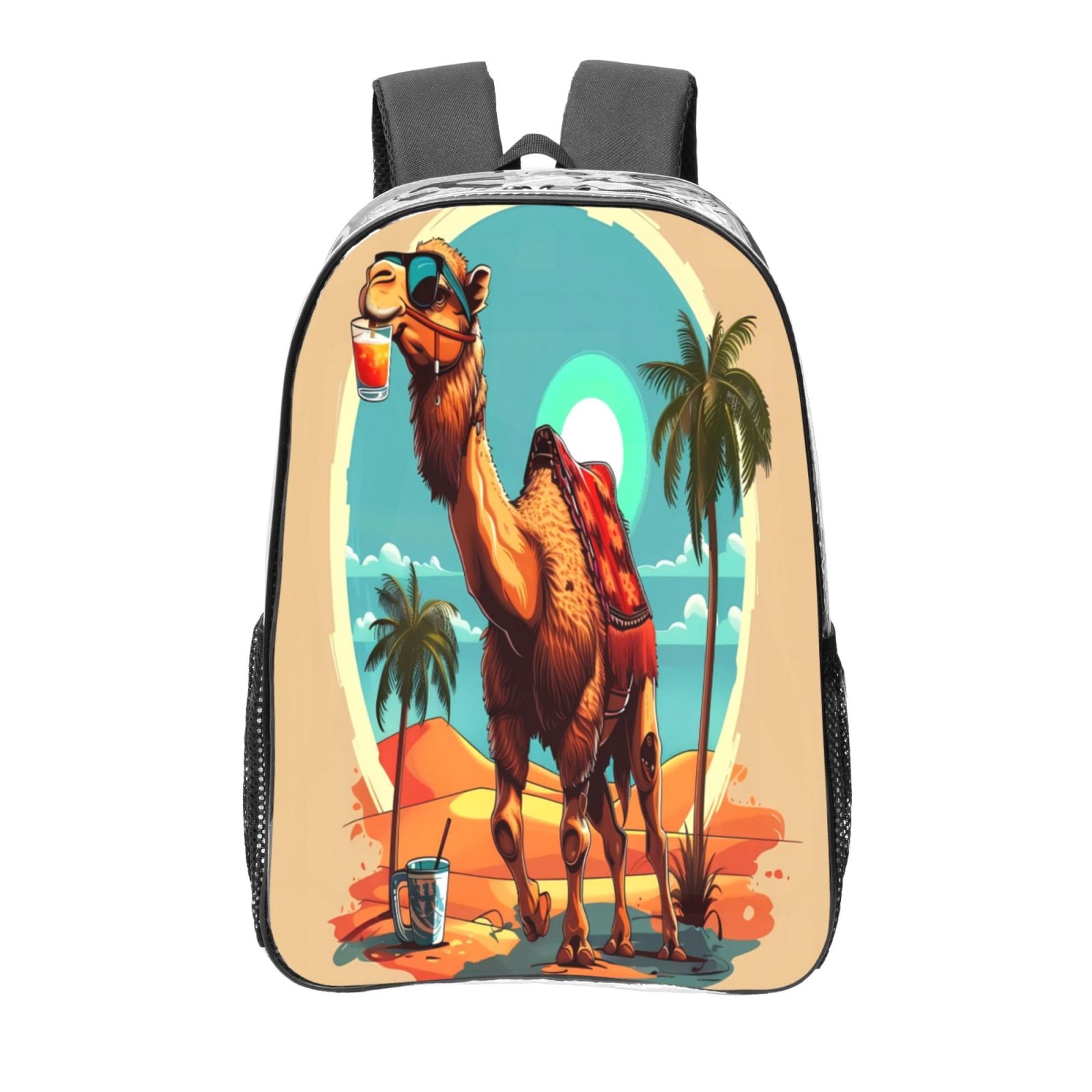 Susaid Cool Camel Oasis Vibes Print Clear Backpack See Through ...