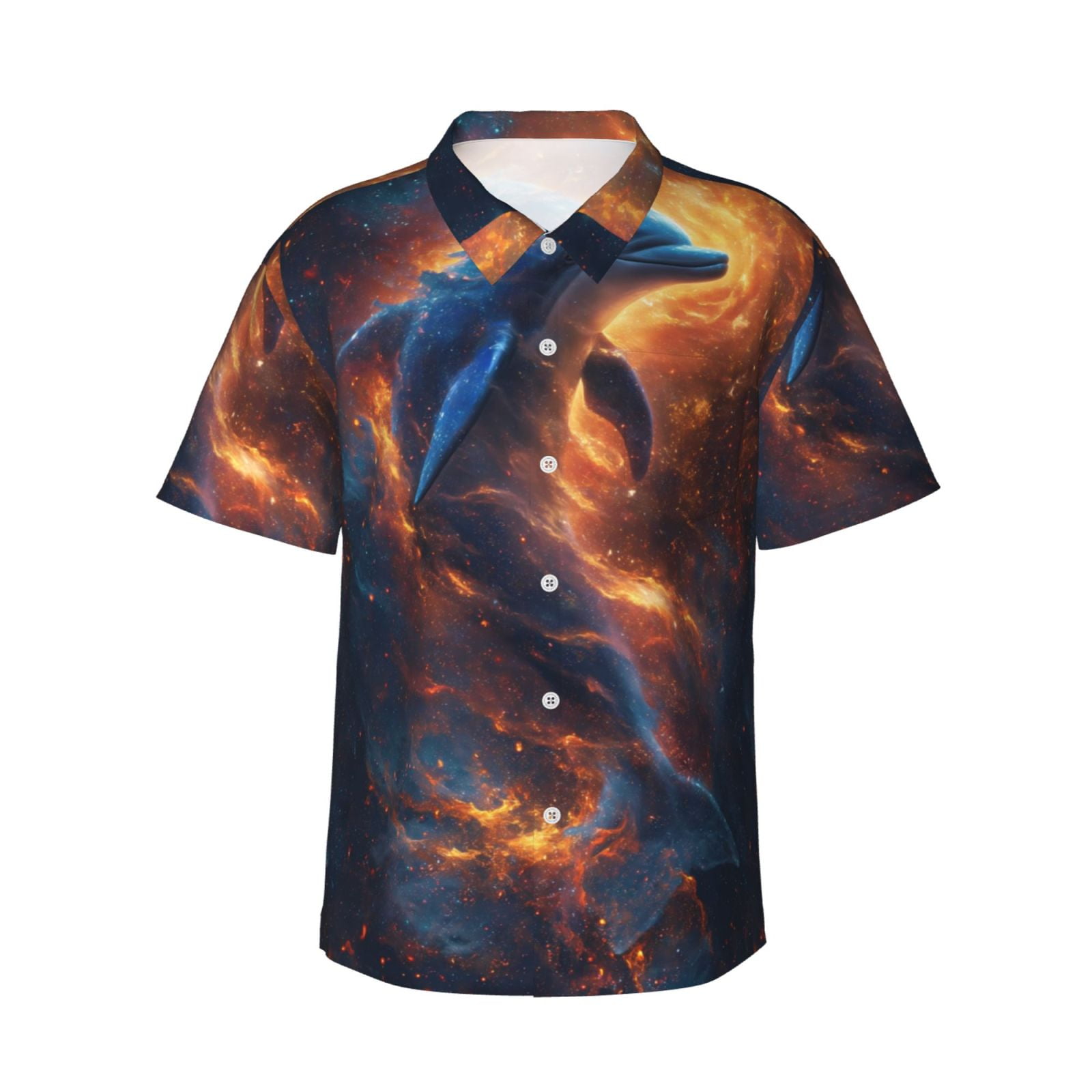 Susaid Cool Dolphin Print Short Sleeve Shirts Button Down Casual Shirts ...