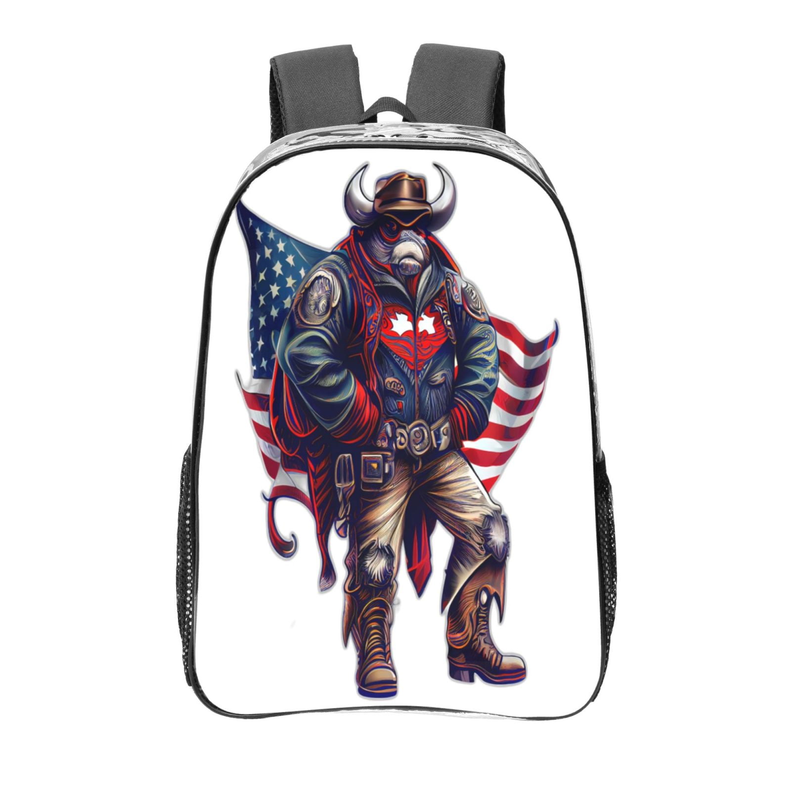 Susaid Cool Patriotic Buffalo Cowboy Print Clear Backpack See Through ...