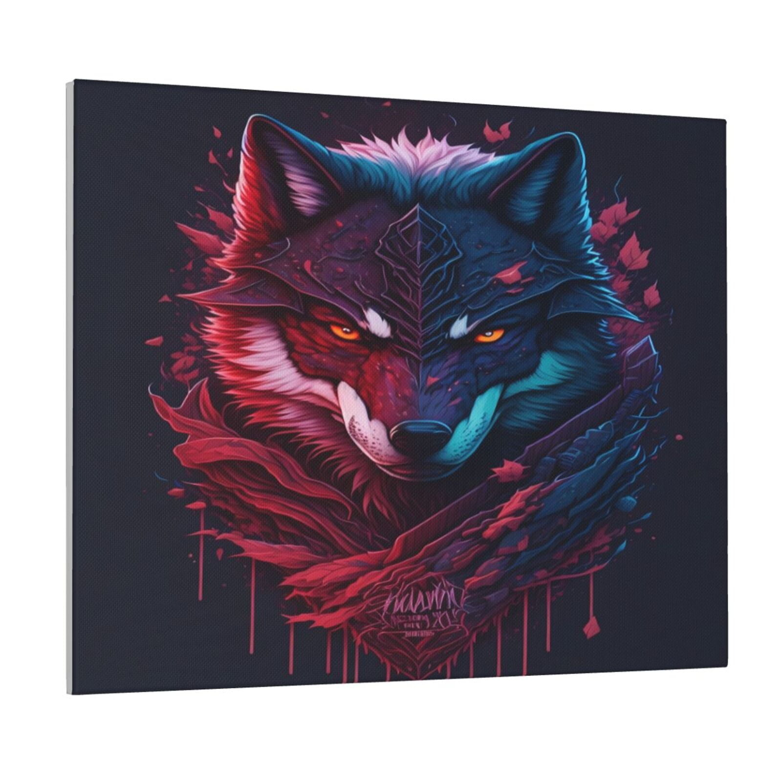 Susaid Cool Wolf Head Pattern Canvas Wall Decor Poster Framed Artwork ...