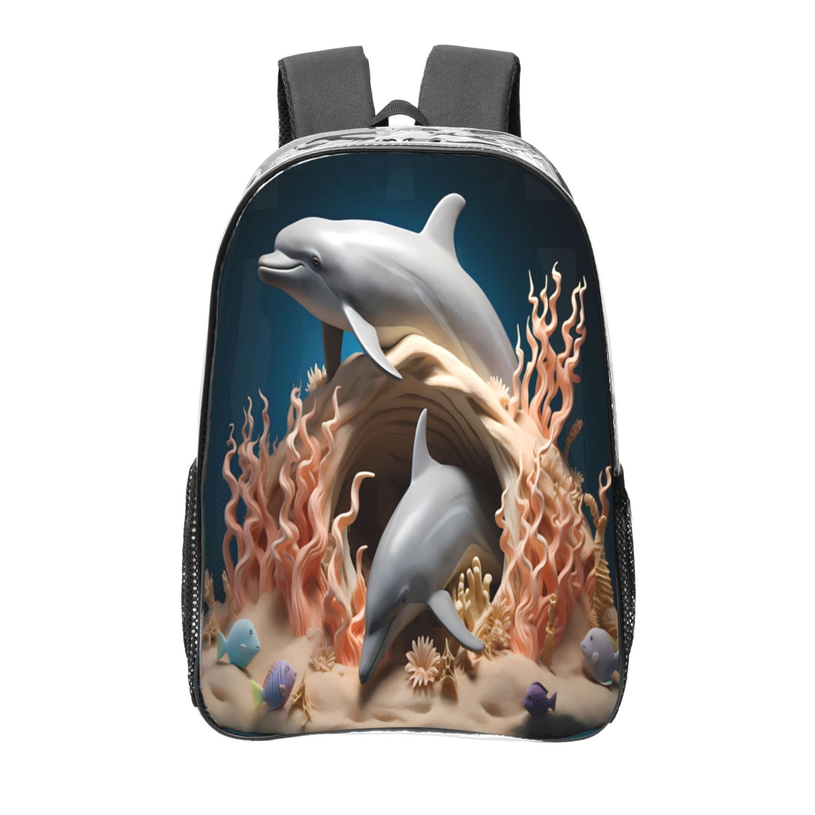 Susaid Coral Fish Dolphin Print Clear Backpack See Through Transparent ...