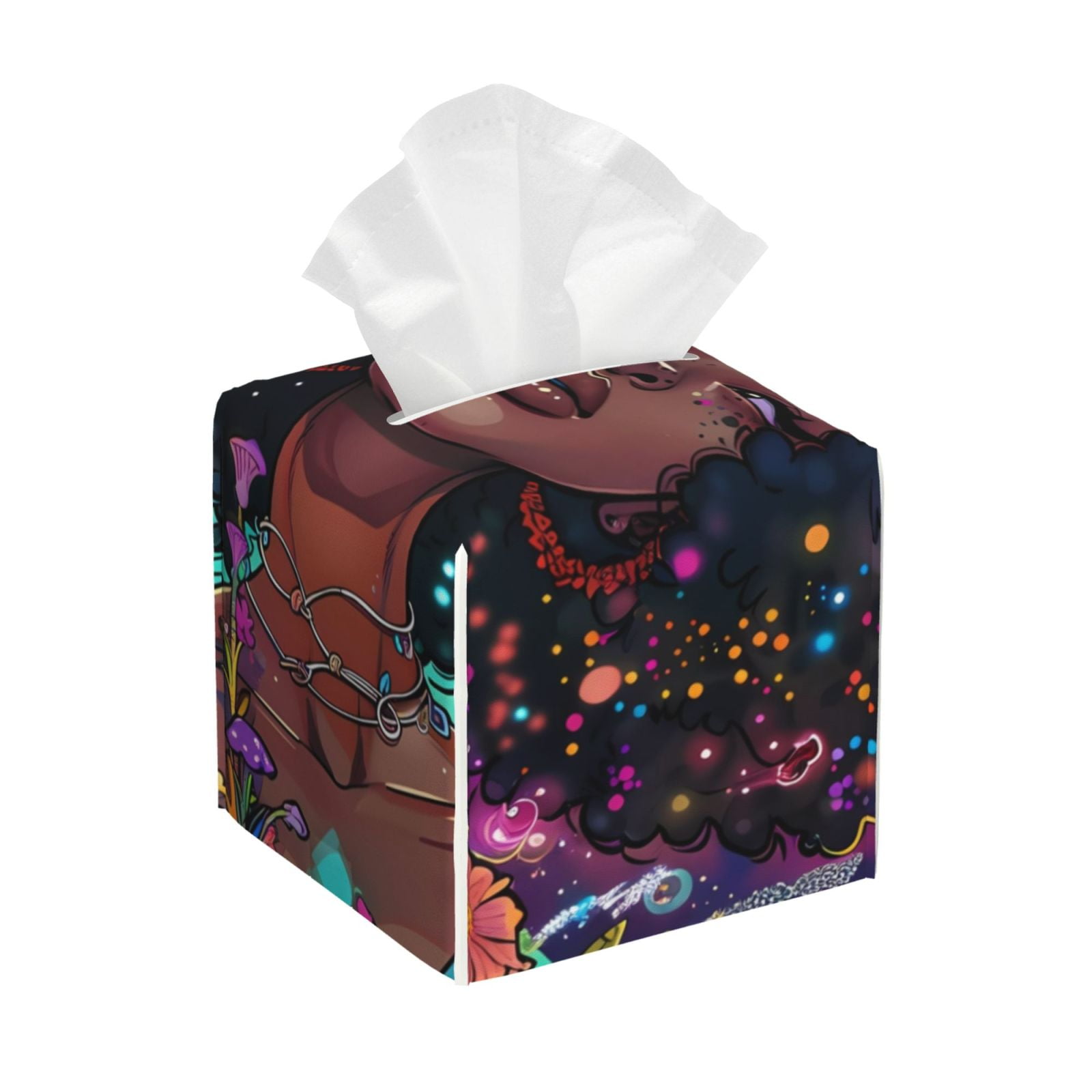 Susaid Cosmic Garden Woman Portrait Print PU Leather Tissue Box Cover ...