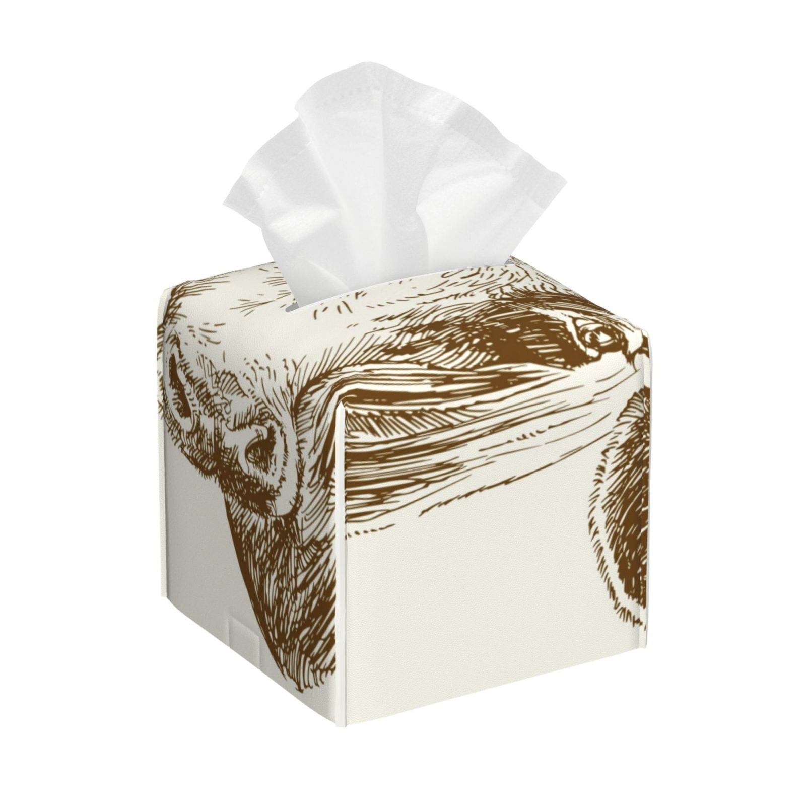 Susaid Cow Print PU Leather Tissue Box Cover, Square Decorative Tissue ...