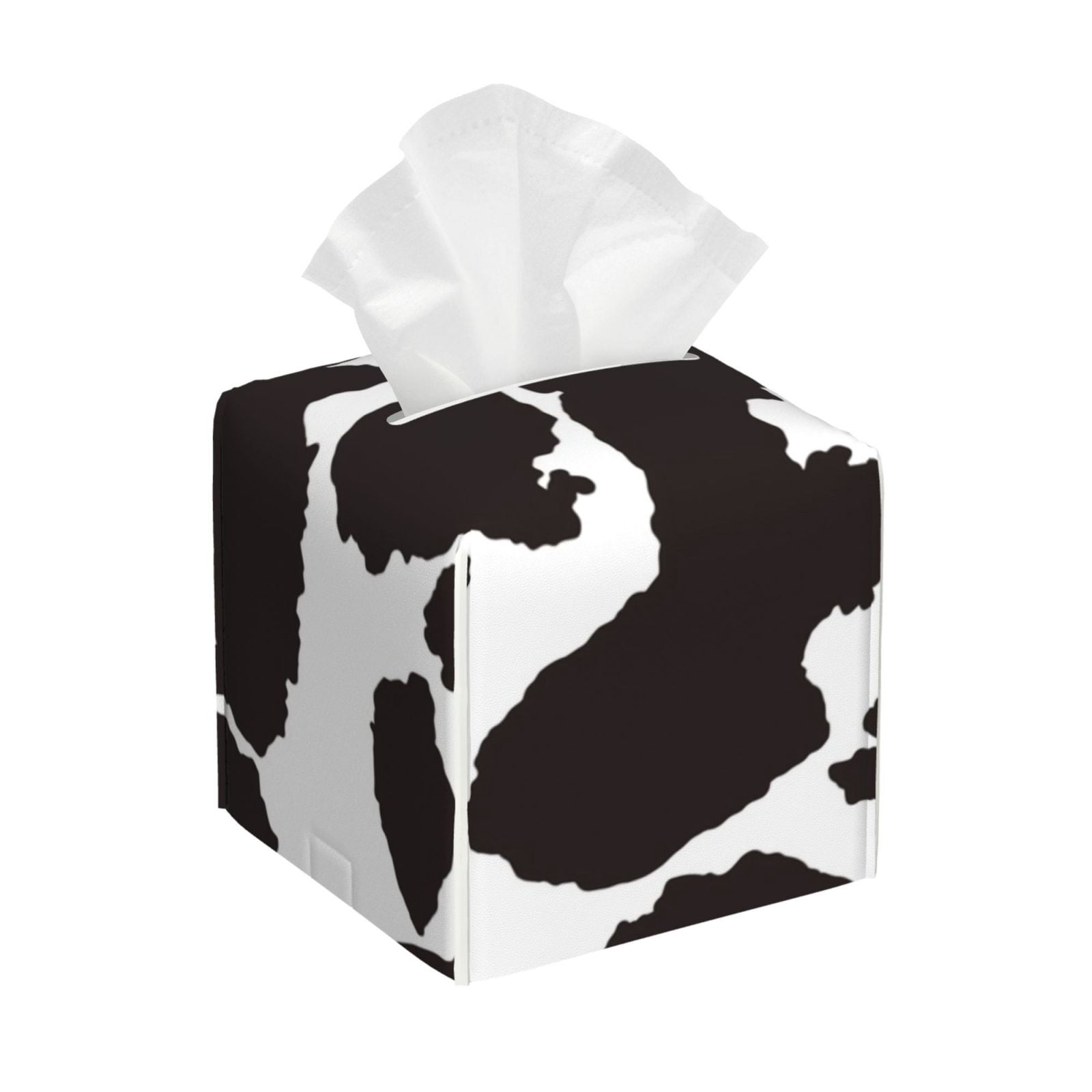 Susaid Cow Skin 2 Print PU Leather Tissue Box Cover, Square Decorative ...