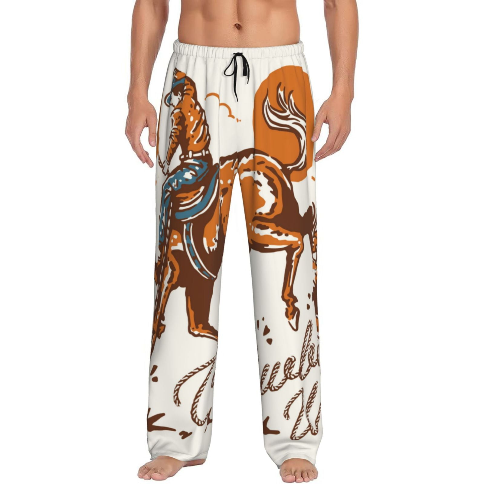 Susaid Cowboy Riding Horse Print Mens Pajama Pants Set Sleep & Lounge ...
