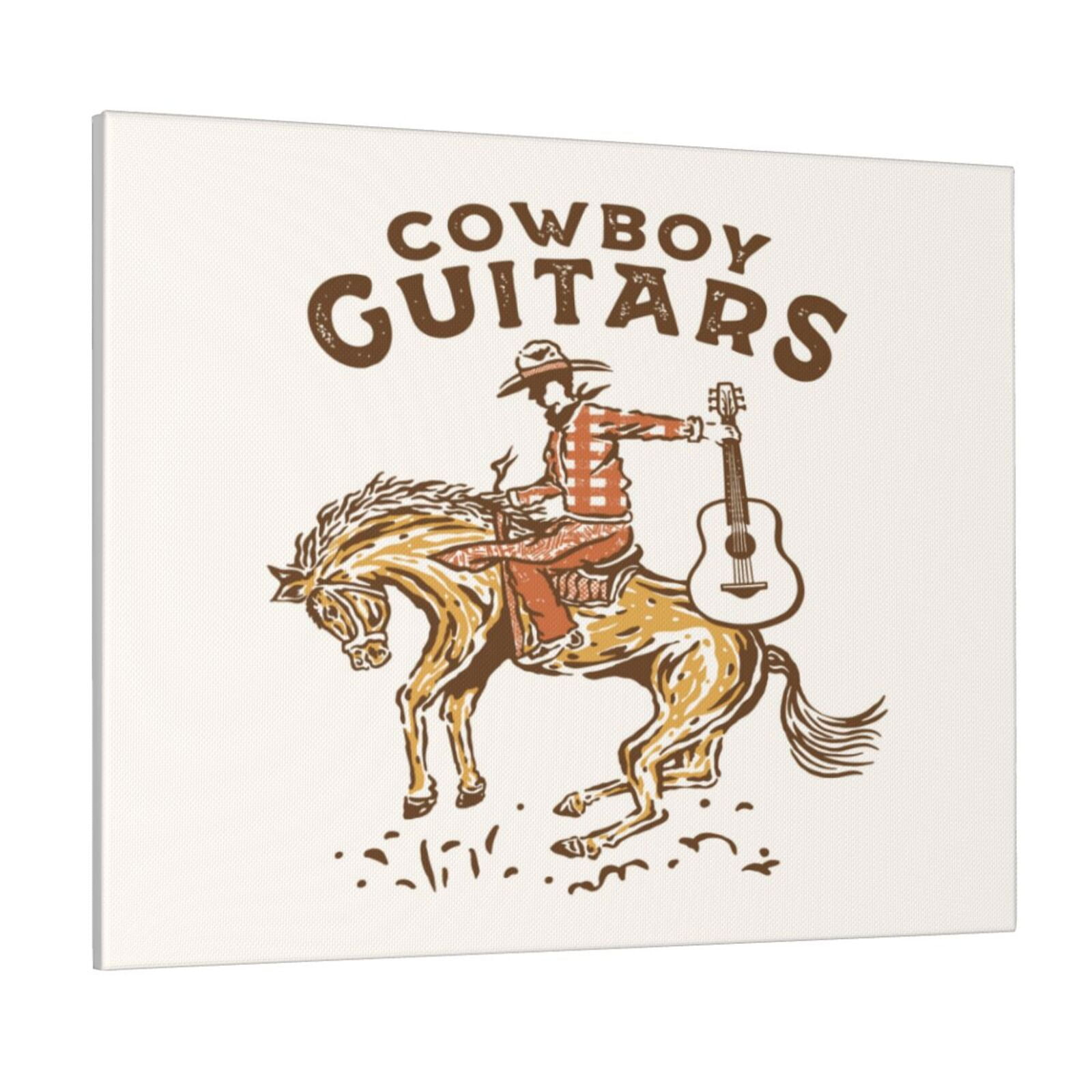 Susaid Cowboy Rodeo Guitar Pattern Canvas Wall Decor Poster Framed ...