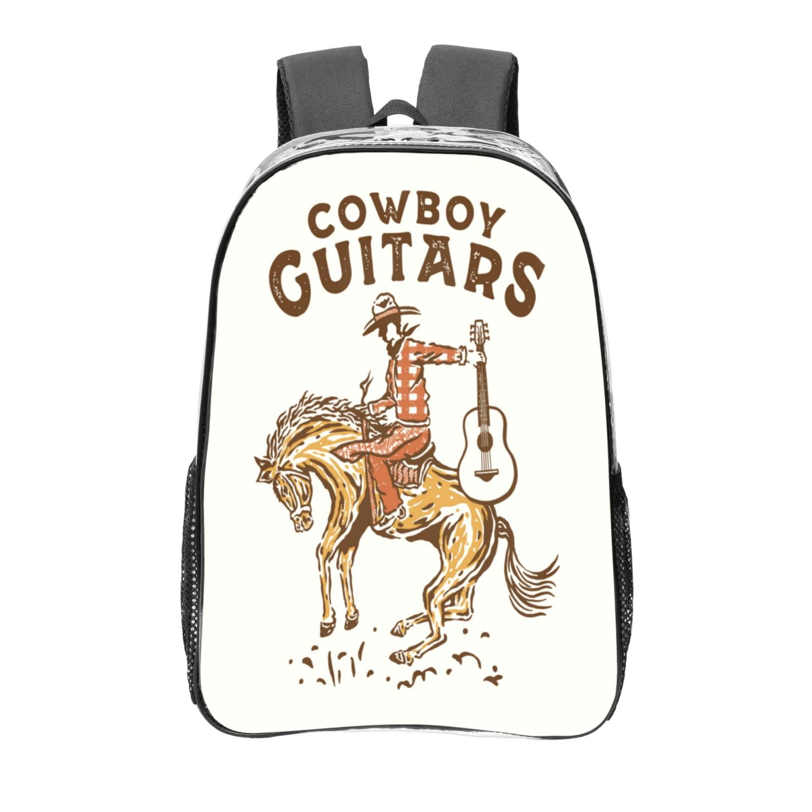 Susaid Cowboy Rodeo Guitar Print Clear Backpack See Through Transparent ...