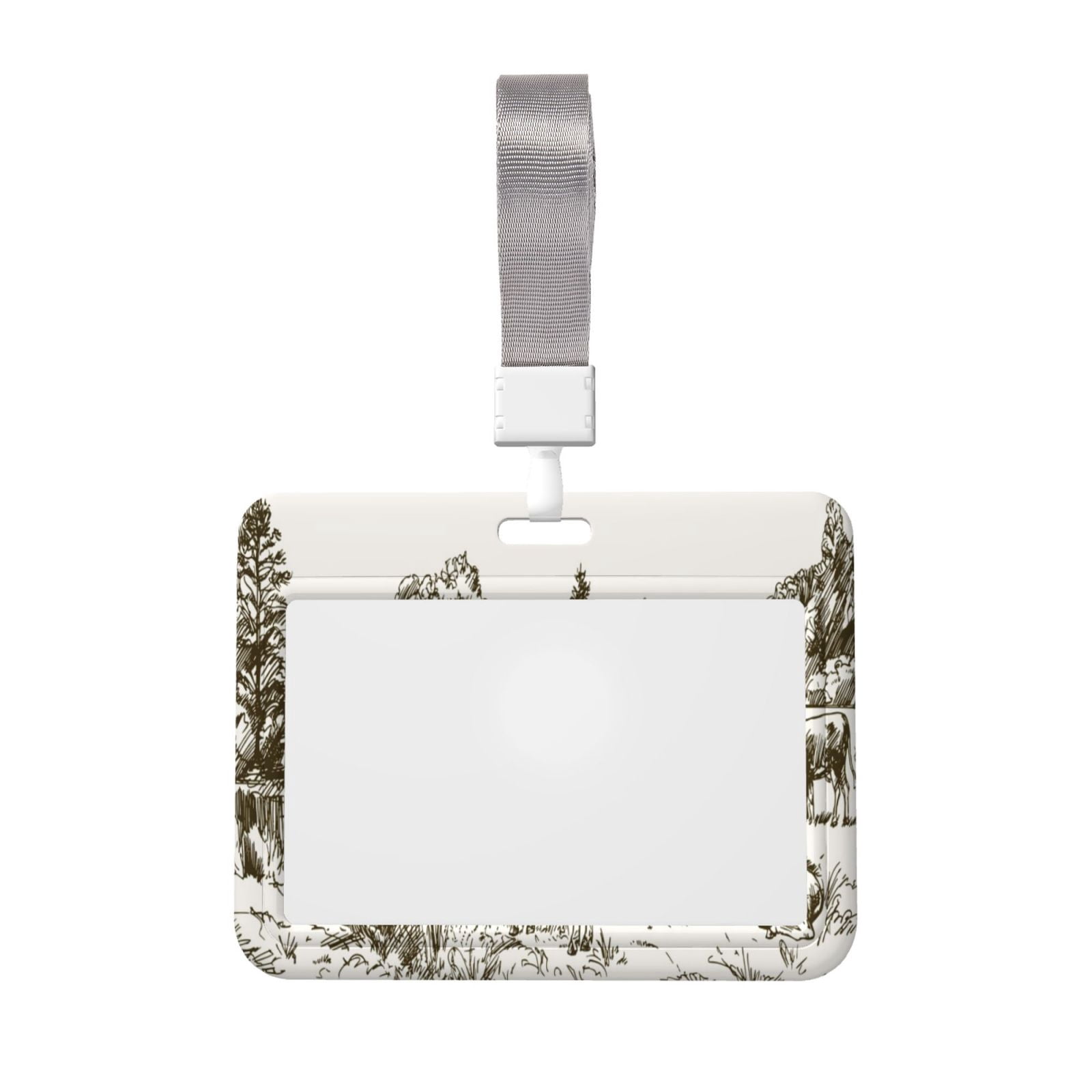 Susaid Cows Grazing On The Meadow Print ID Badge Holder with Double ...