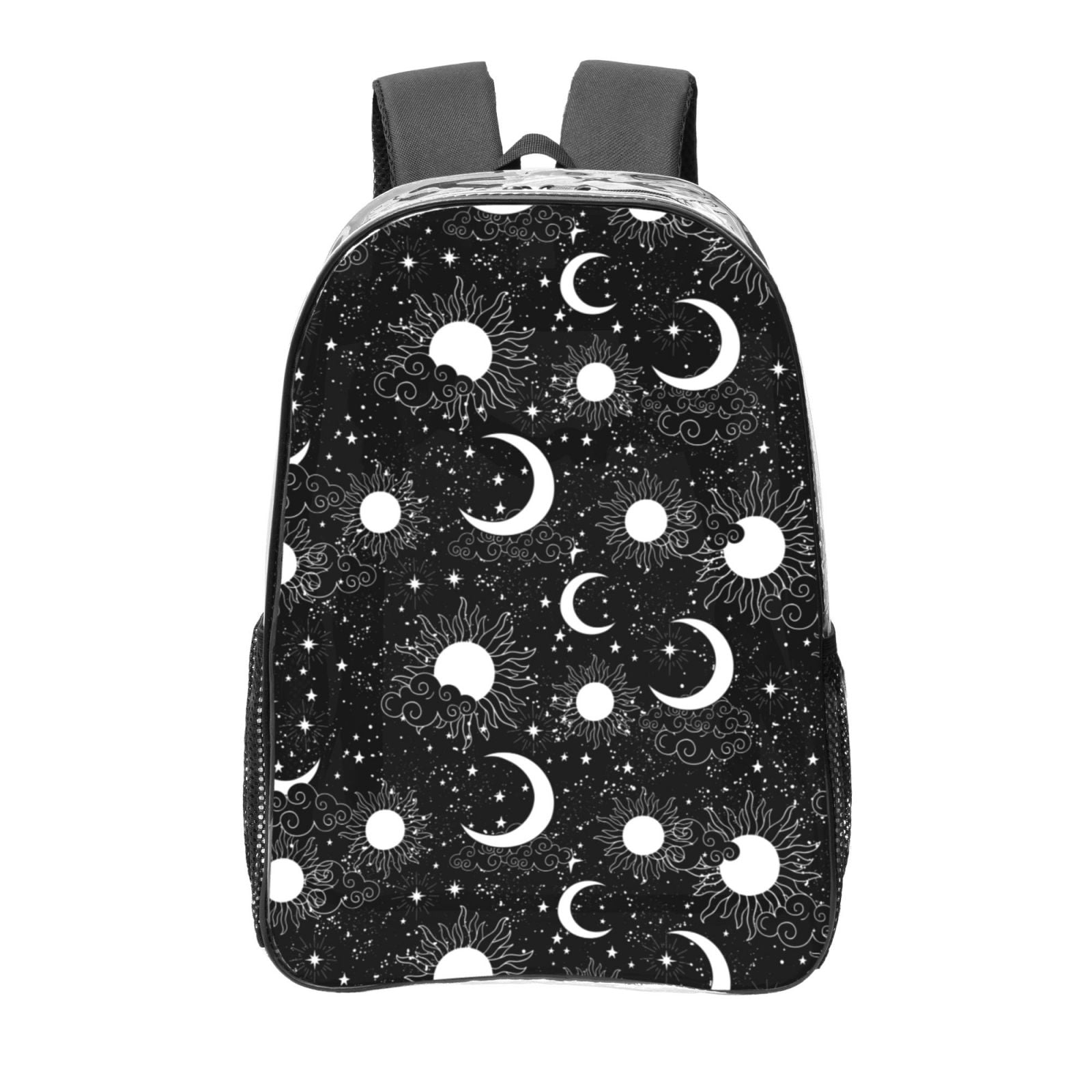 Susaid Crescent and Stars Print Clear Backpack See Through Transparent ...