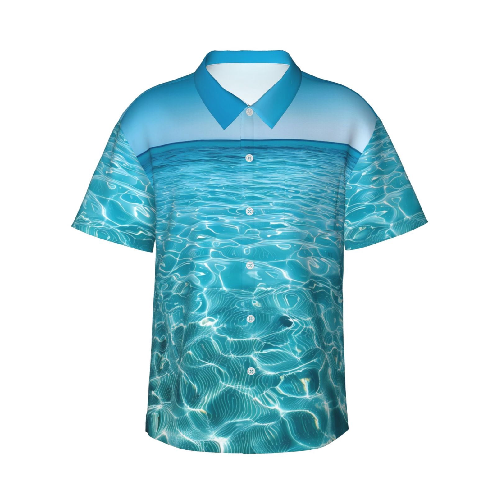 Susaid Crystal Clear Ocean Waves Print Hawaiian Shirts for Men Women ...