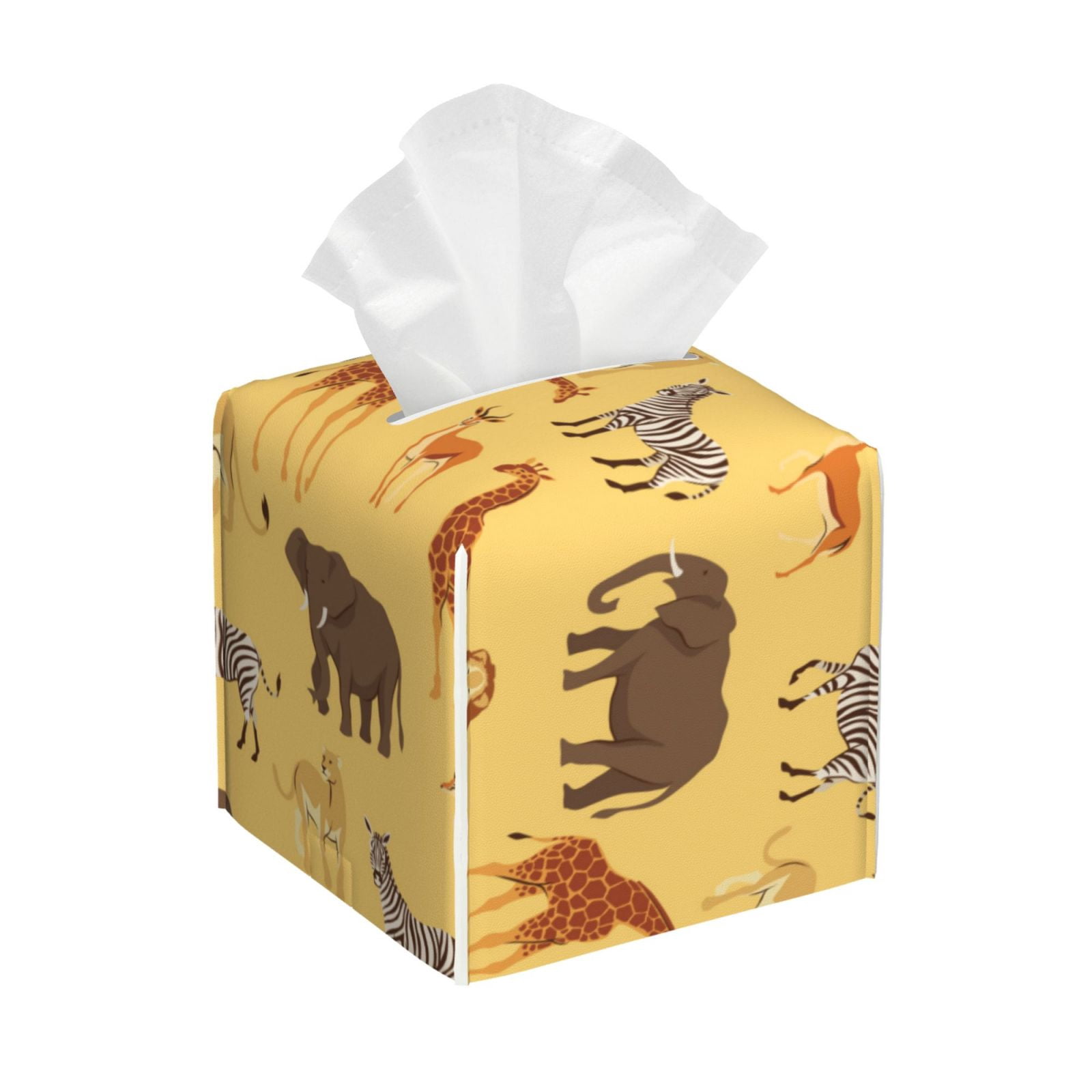 Susaid Cute Animals Print PU Leather Tissue Box Cover, Square ...