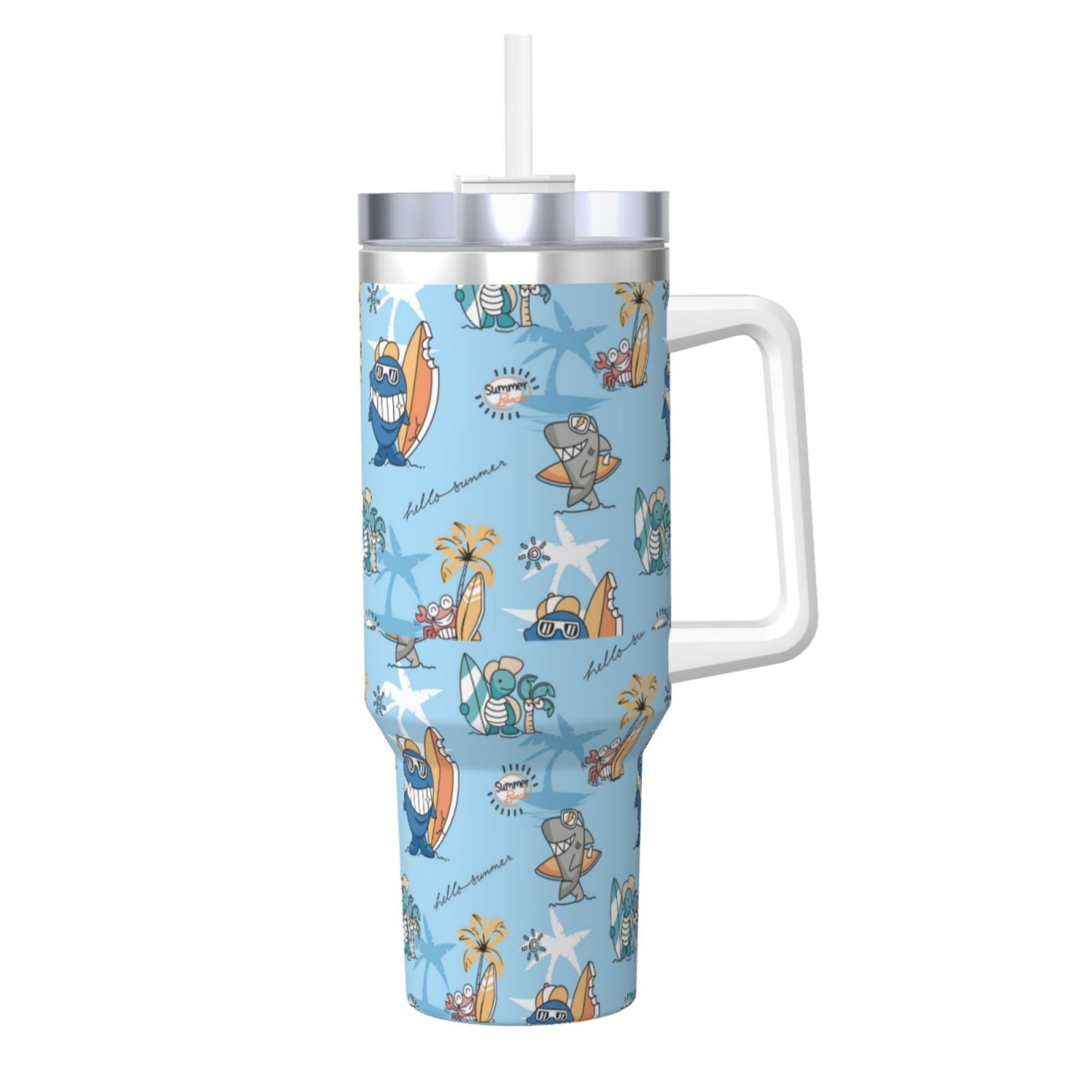 Susaid Cute Animals Surfers Print Indoor Outdoor Straw Lid 40oz Ice ...