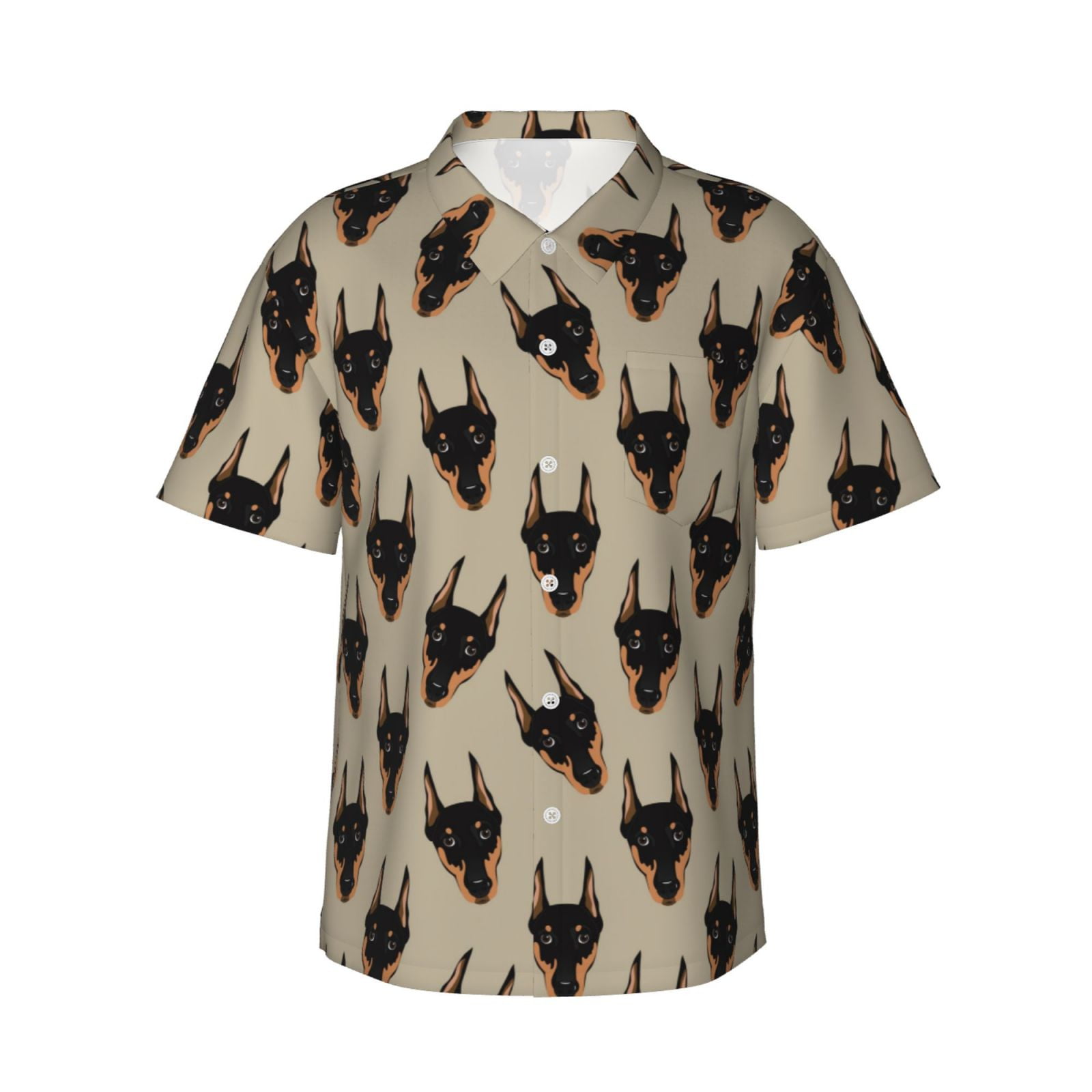 Susaid Cute Black Dog Print Short Sleeve Shirts Button Down Casual ...