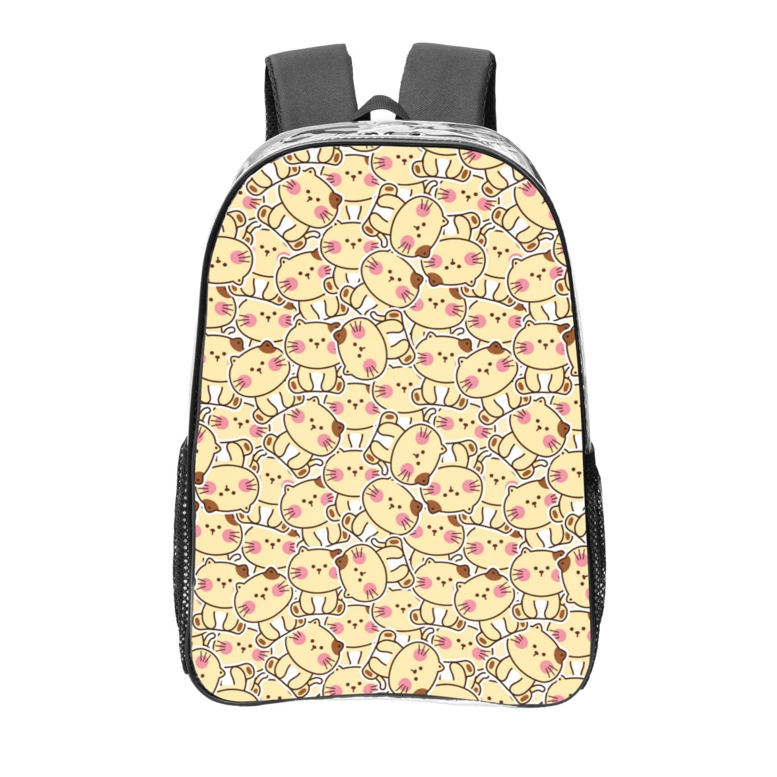Susaid Cute Cats 4 Print Clear Backpack See Through Transparent Plastic ...
