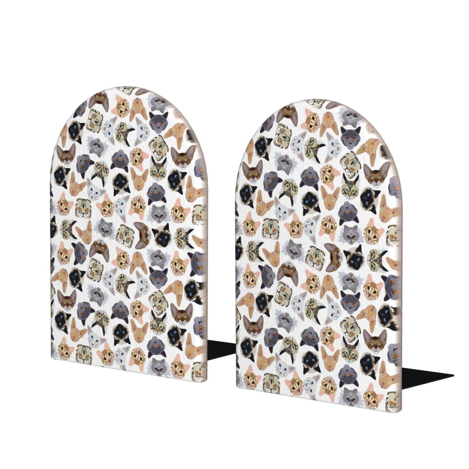 Susaid Cute Cats Print Wooden Bookends Decorative Book Ends for Shelves ...