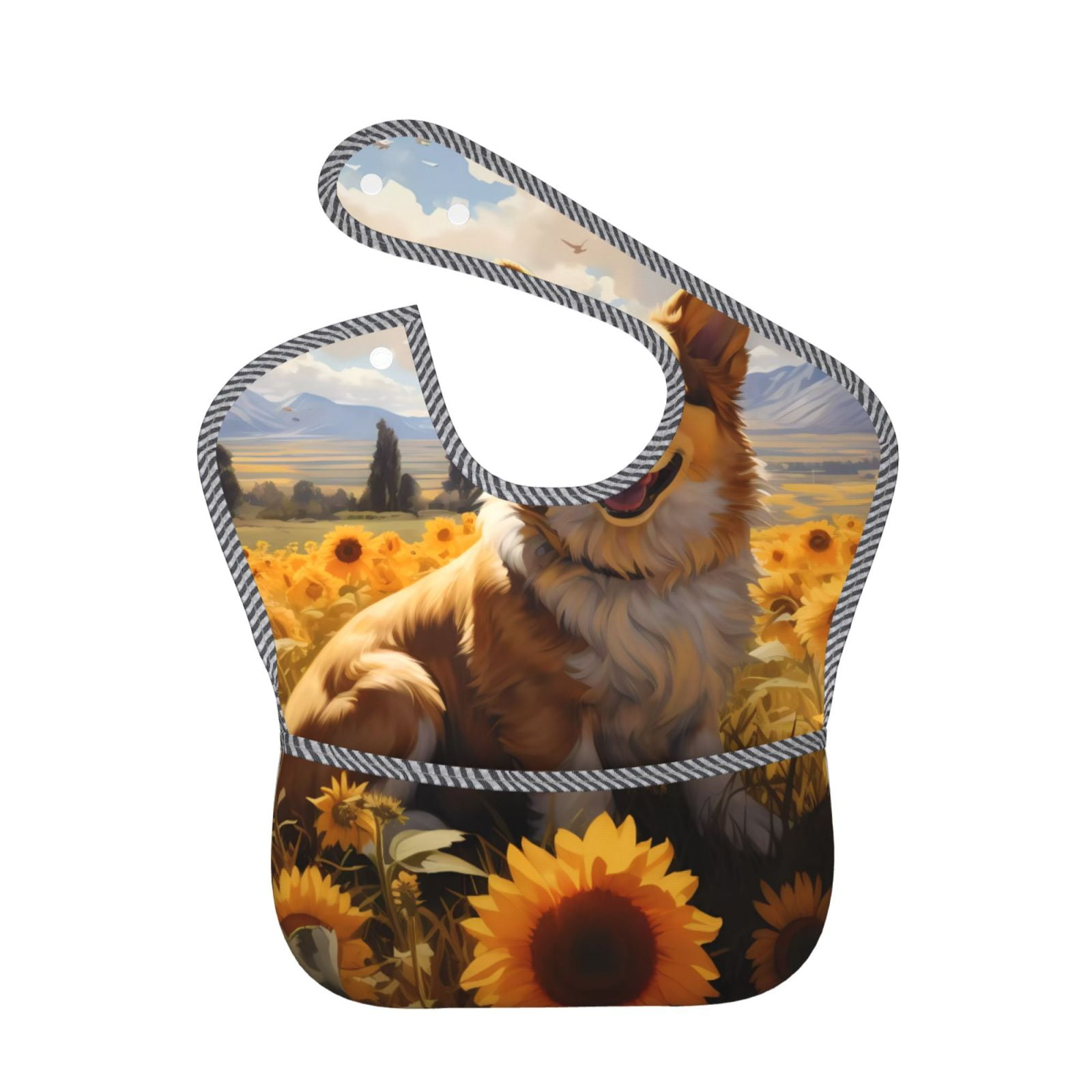 Susaid Cute Corgi Sunflower Print Bibs for Babies Toddlers Adjustable ...