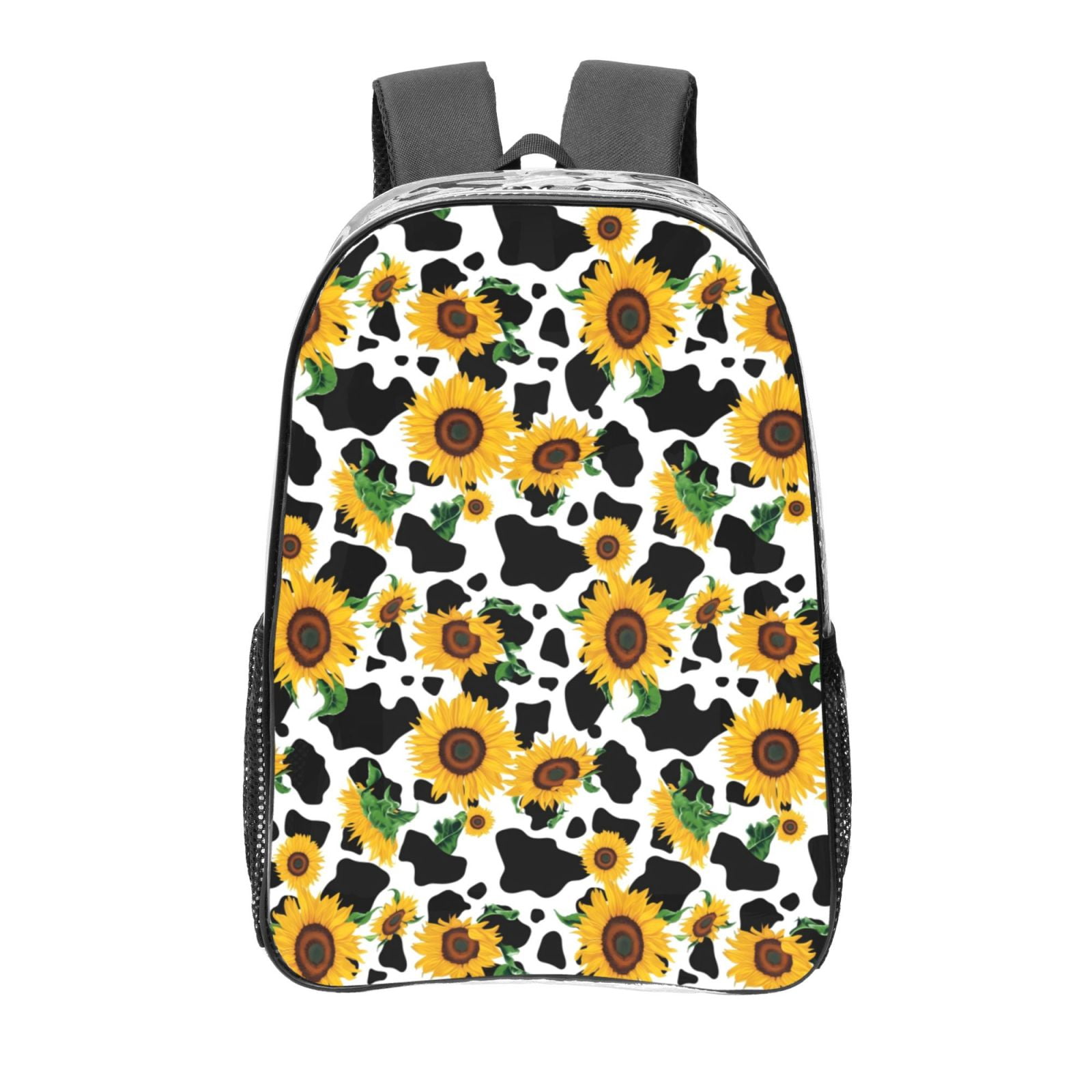 Susaid Cute Cow Print Sunflower D Print Clear Backpack See Through ...