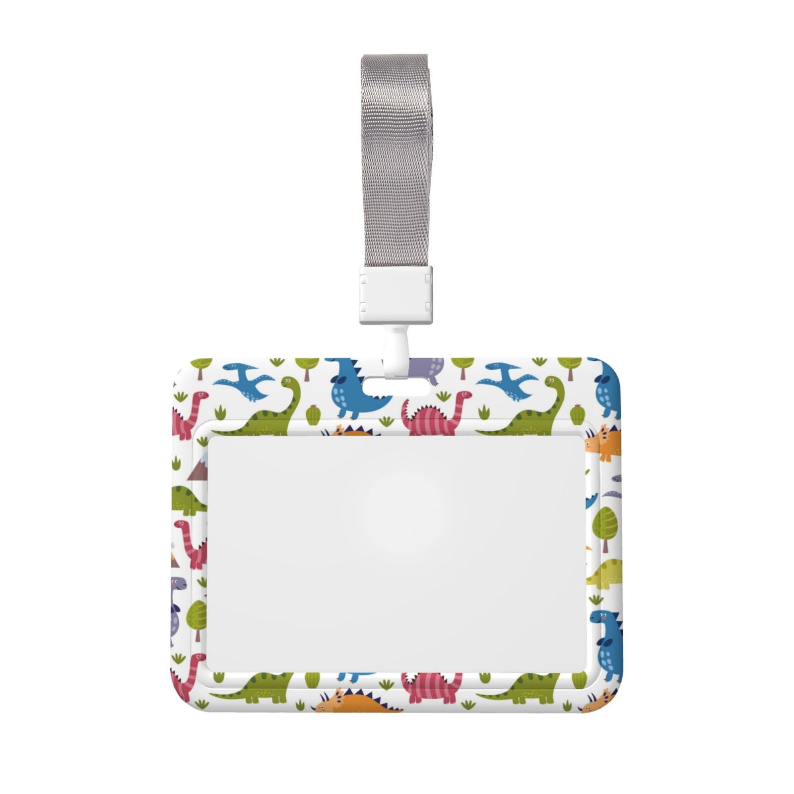 Susaid Cute Dinosaur Print ID Badge Holder with Double-Sided Windows ...