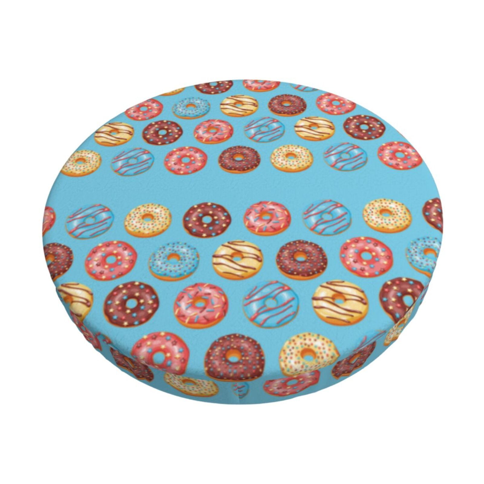 Susaid Cute Donut Print Elastic Bar Stool Cover Personalized Washable Stool Cover for Barbershop ...