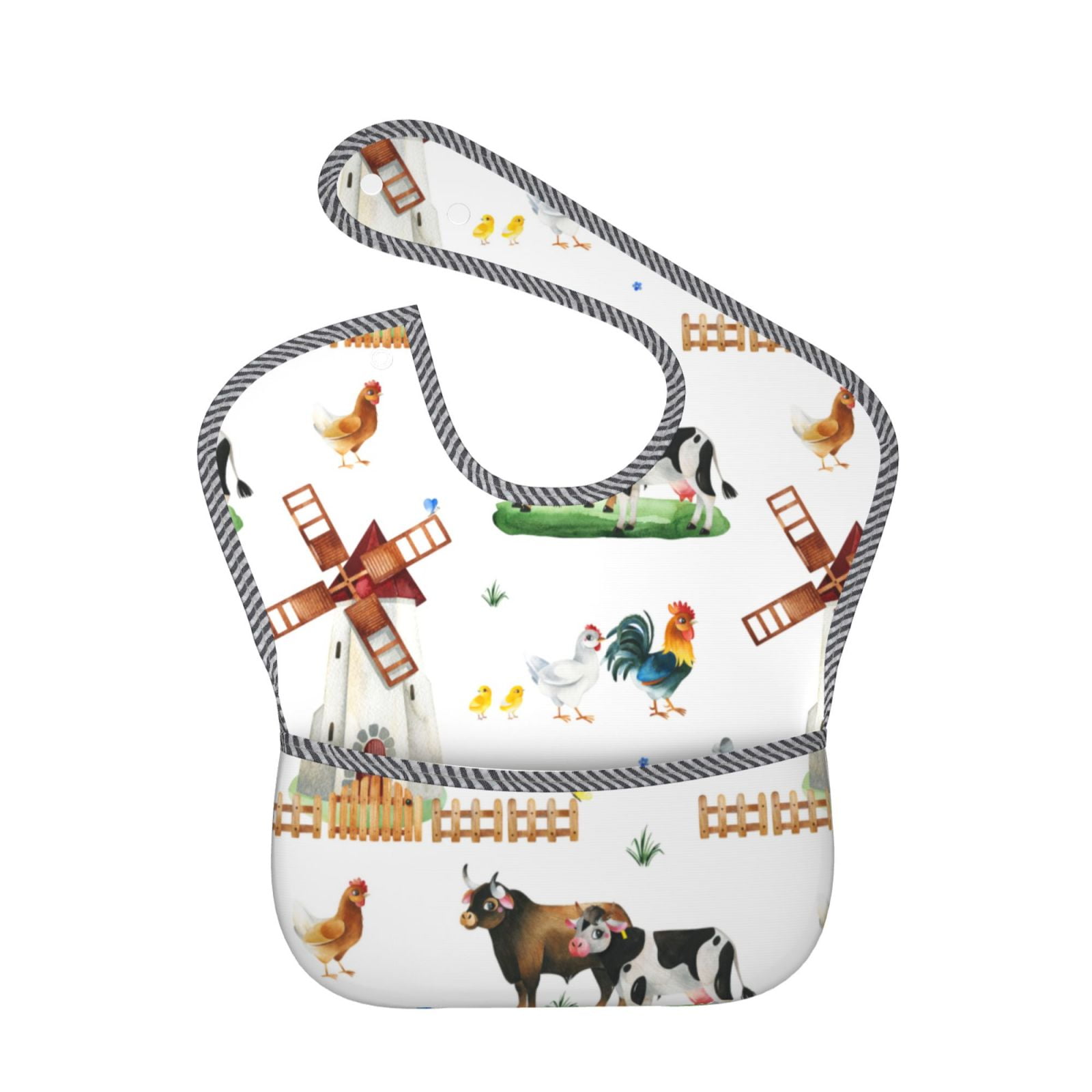 Susaid Cute Farm Print Bibs for Babies Toddlers Adjustable Waterproof ...