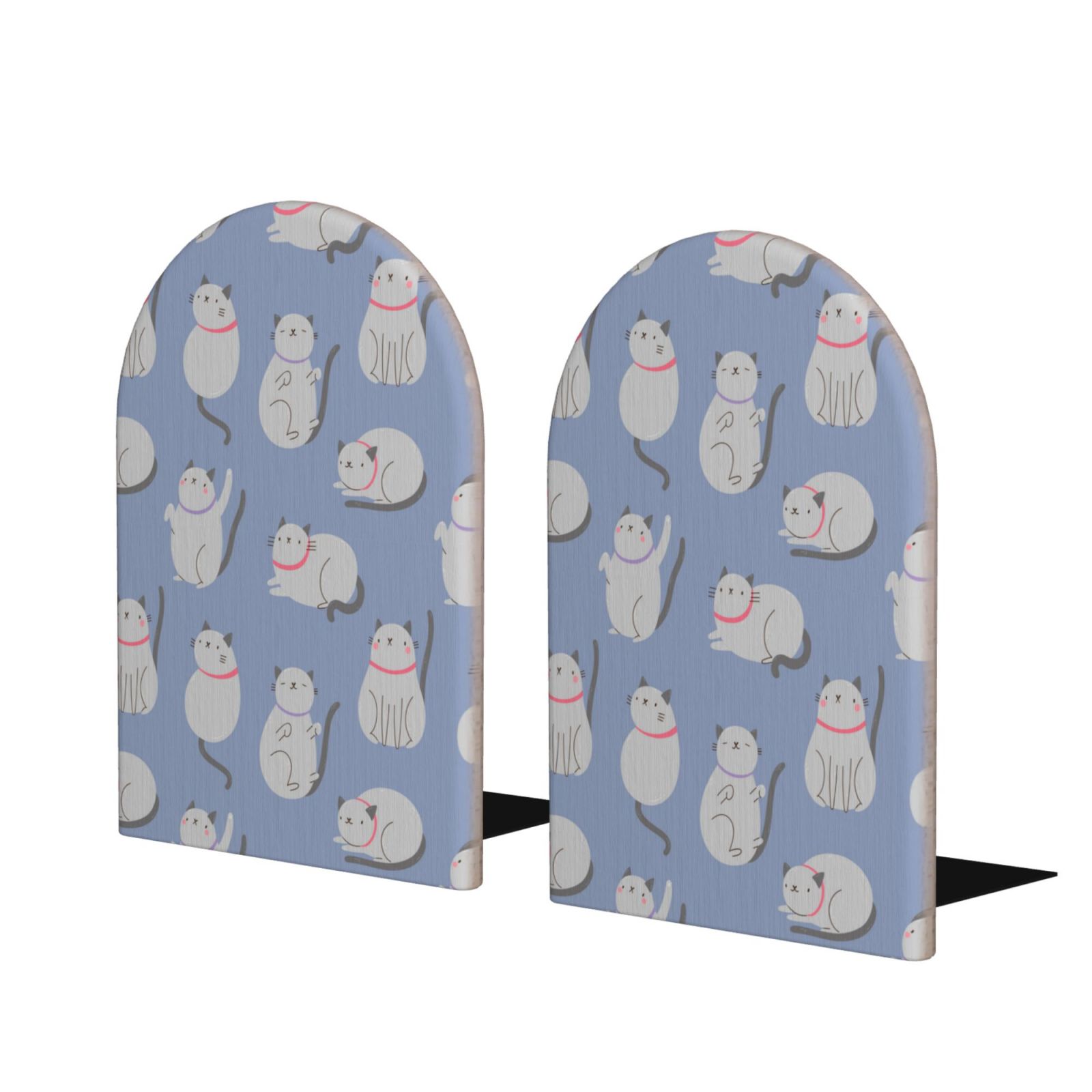 Susaid Cute Fat Cat Print Wooden Bookends Decorative Book Ends for ...