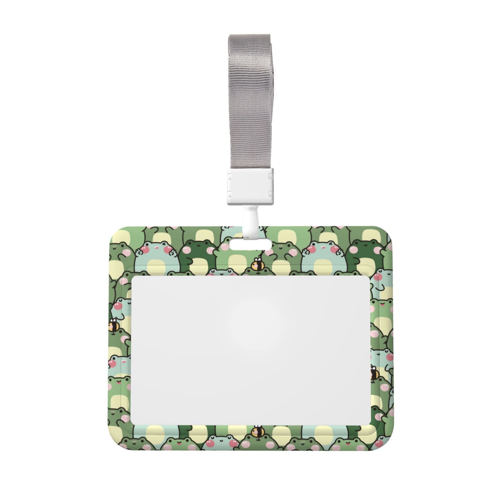 Susaid Cute Frog Print ID Badge Holder with Double-Sided Windows ...