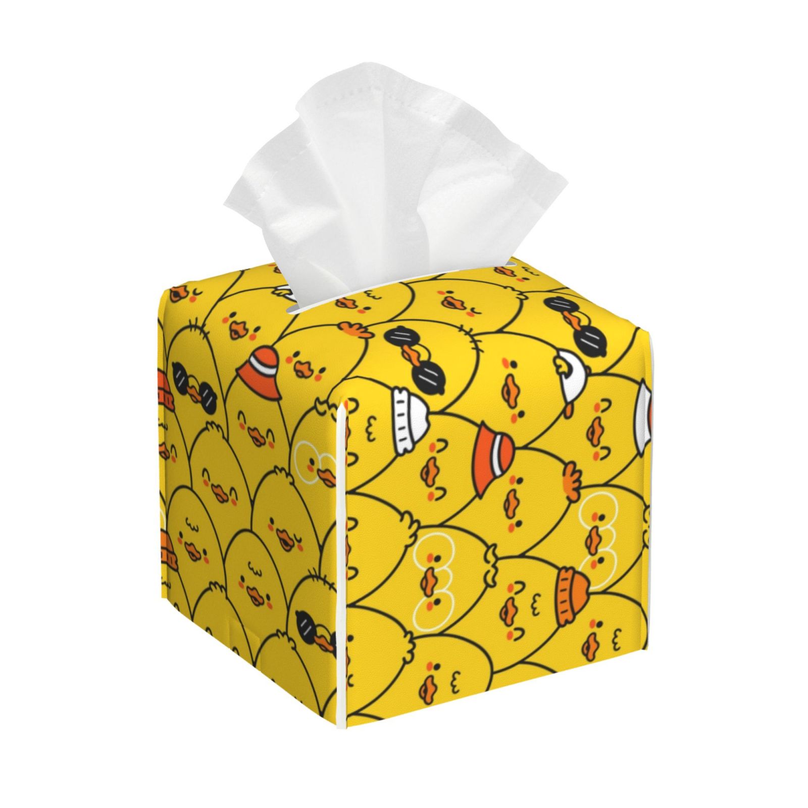 Susaid Cute Funny Chicken Print PU Leather Tissue Box Cover, Square ...