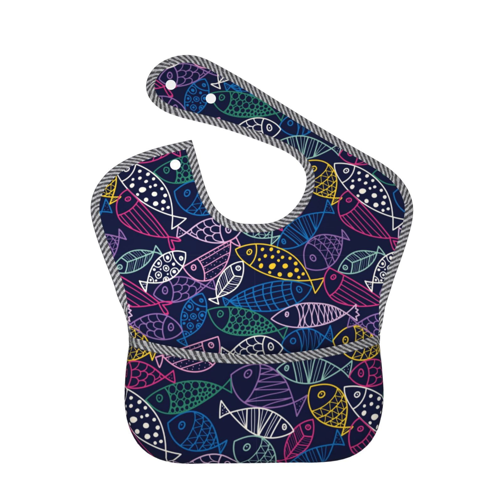 Susaid Cute Line Fish Print Bibs for Babies Toddlers Adjustable ...