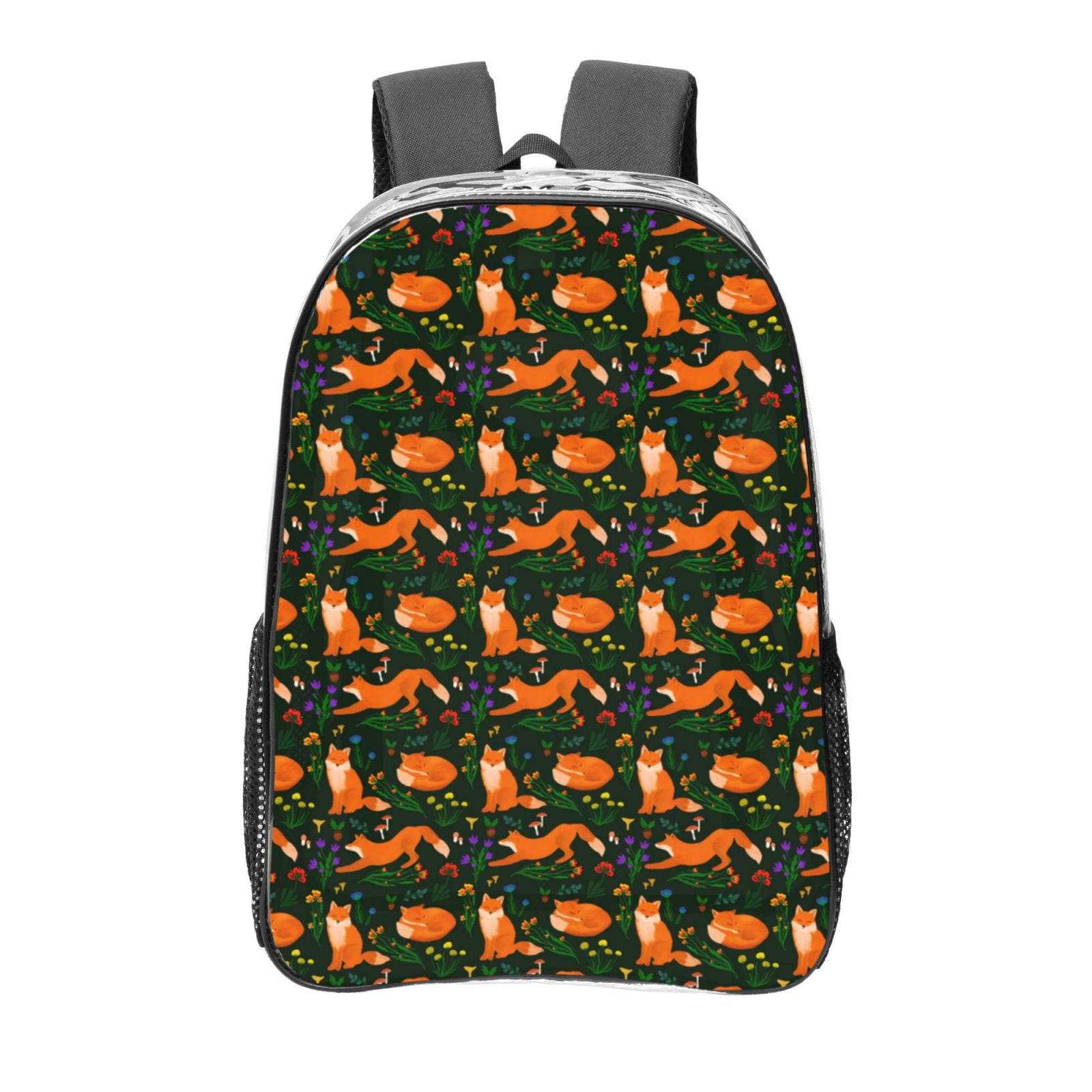 Susaid Cute Little Foxes Print Clear Backpack See Through Transparent ...