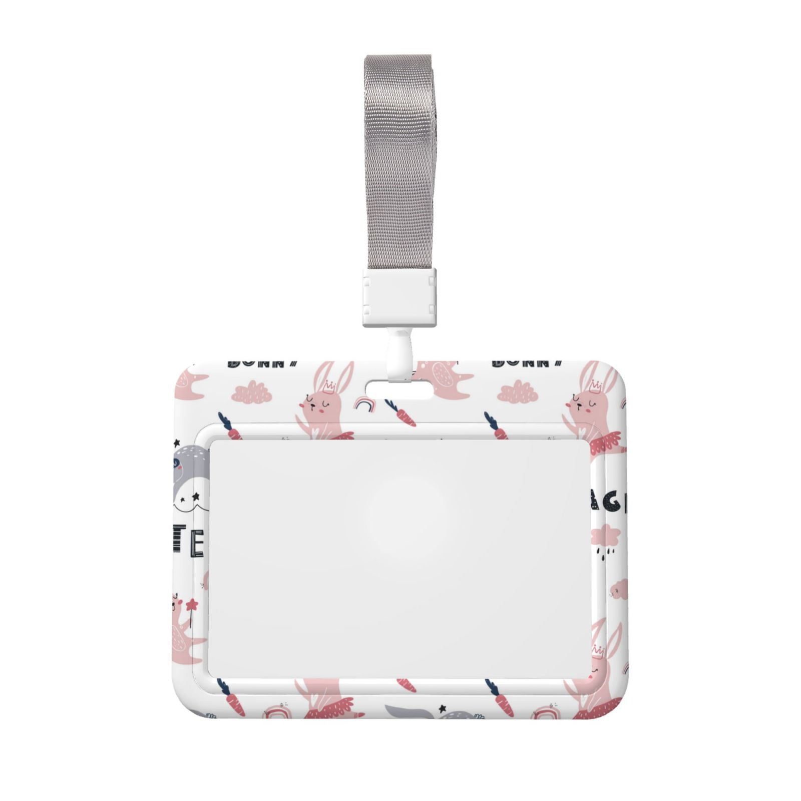 Susaid Cute Magic Bunny Print ID Badge Holder with Double-Sided Windows ...