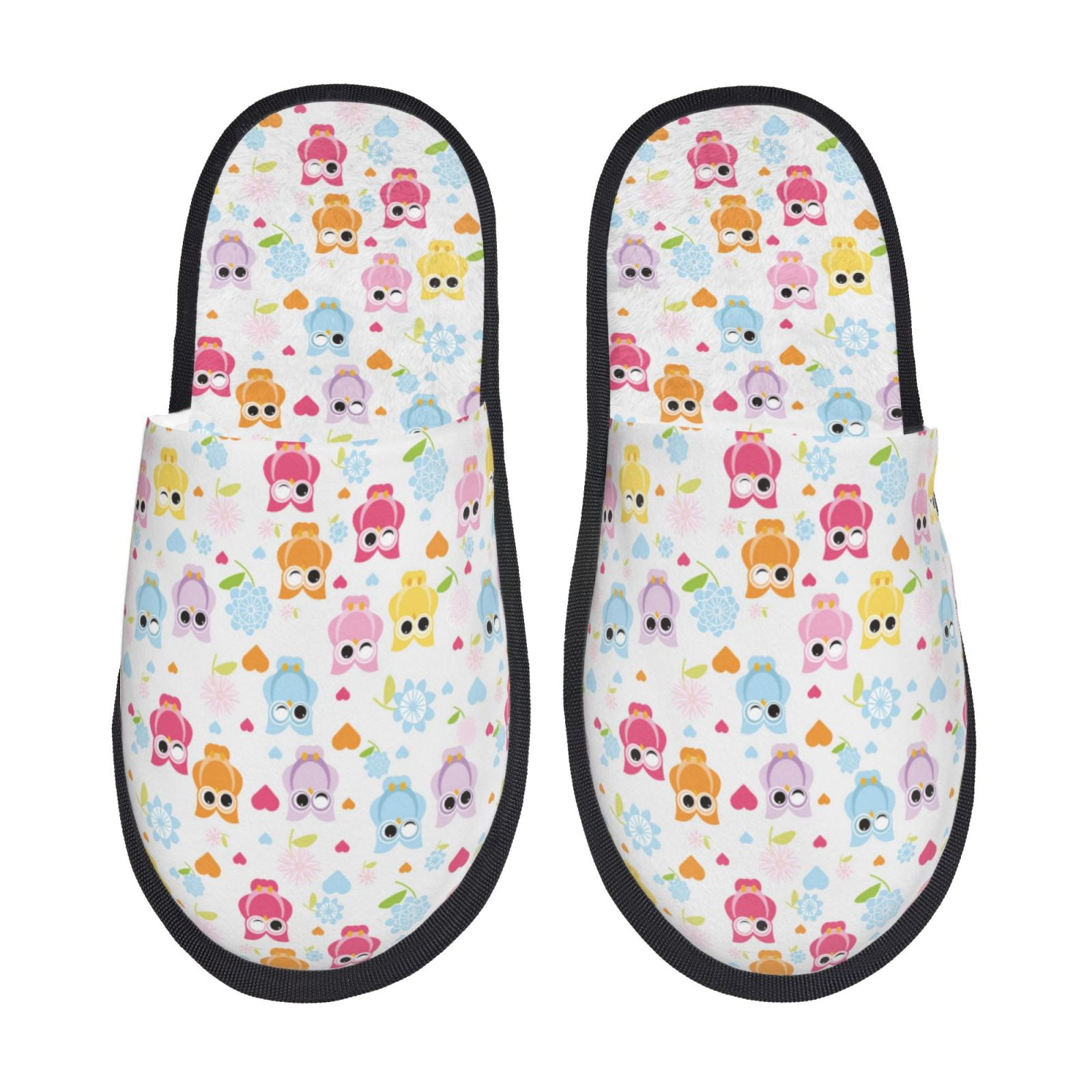 Susaid Cute Owl Print Fuzzy Slippers for Women and Men, Warm Anti-Skid ...
