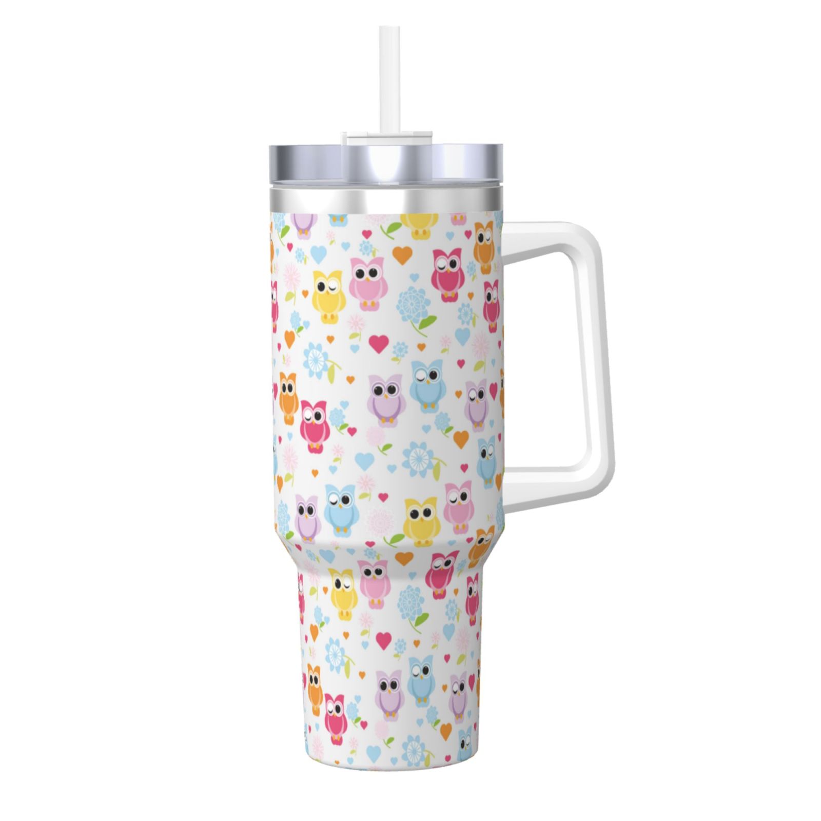 Susaid Cute Owl Print Indoor Outdoor Straw Lid 40oz Ice Bully With ...