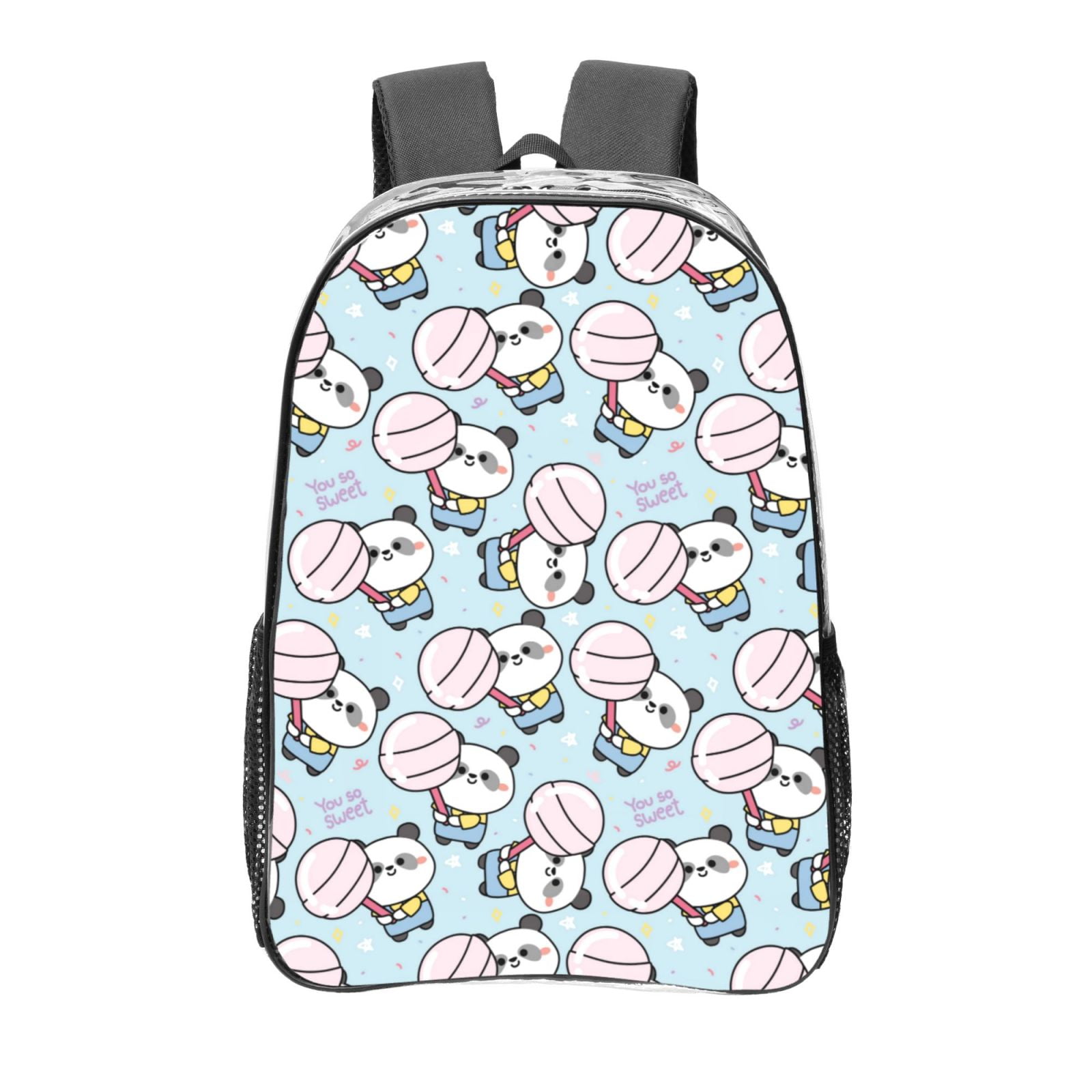 Susaid Cute Panda Bear Print Clear Backpack See Through Transparent ...
