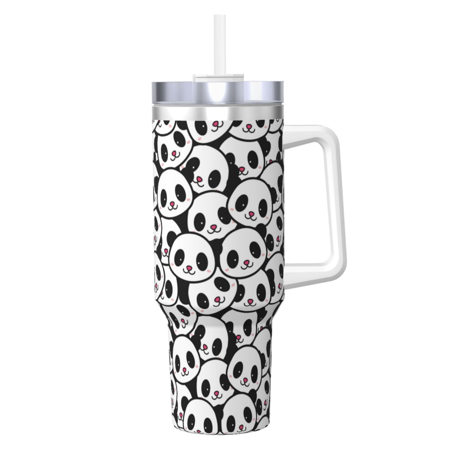 Susaid Cute Panda Print Indoor Outdoor Straw Lid 40oz Ice Bully With ...