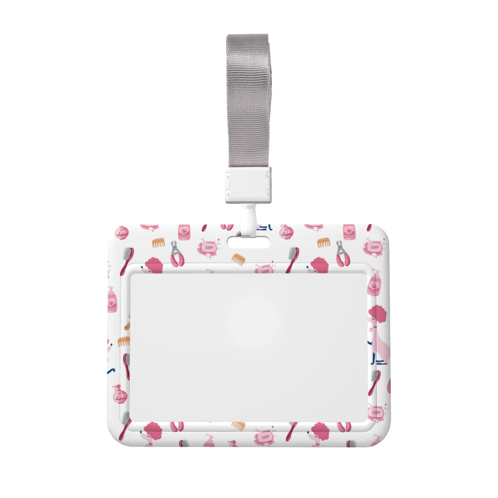 Susaid Cute Poodle Dog Print ID Badge Holder with Double-Sided Windows ...