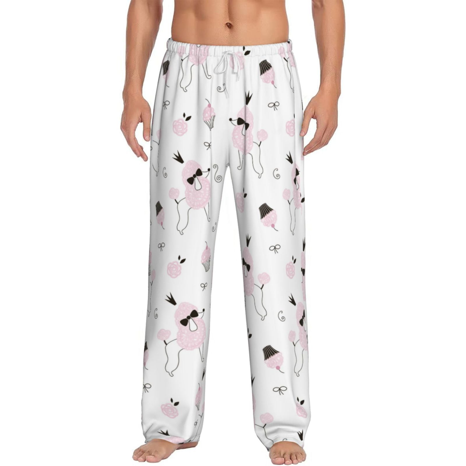 Susaid Cute Poodle Dog Print Mens Pajama Pants Set Sleep & Lounge Pants ...