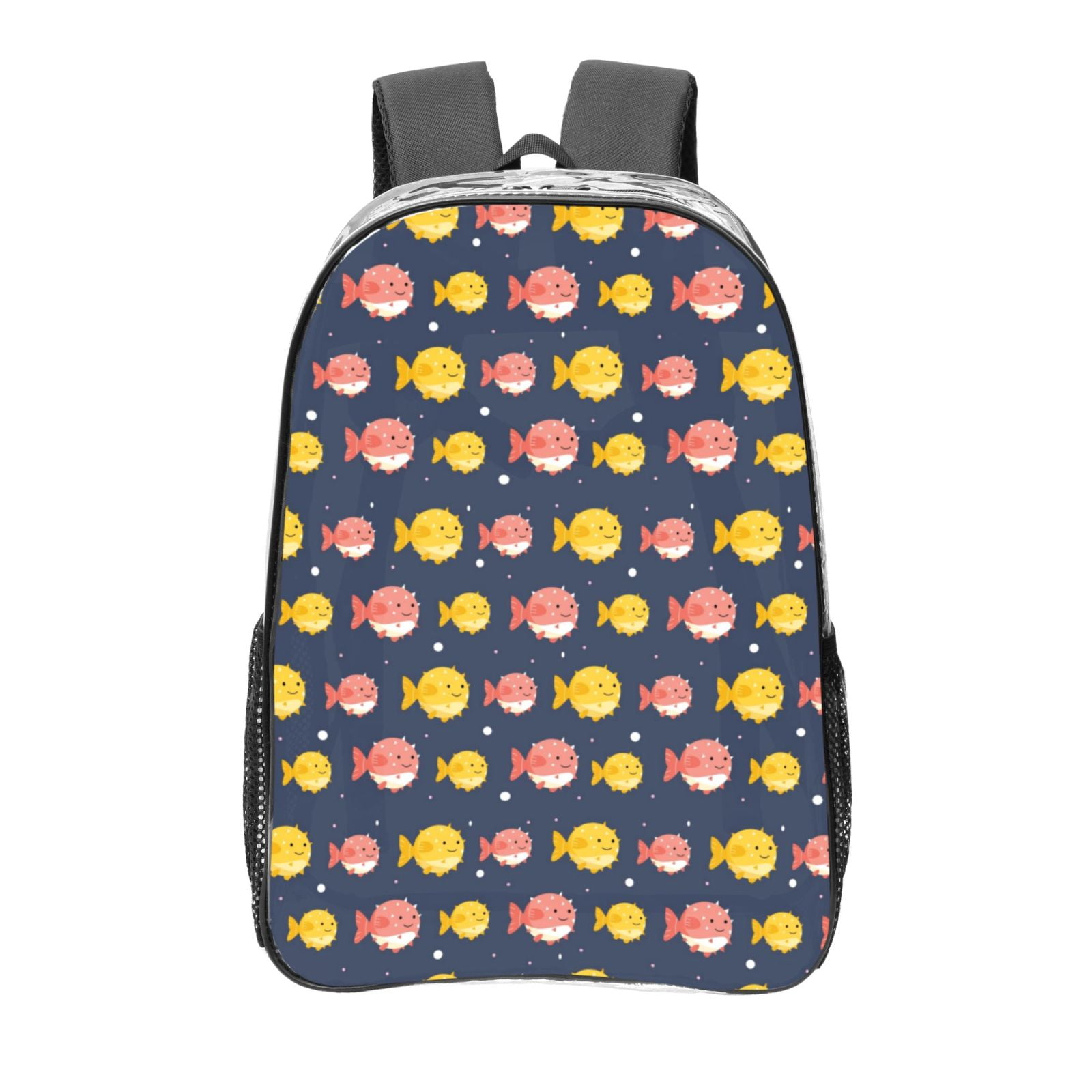Susaid Cute Puffer Fish Print Clear Backpack See Through Transparent ...