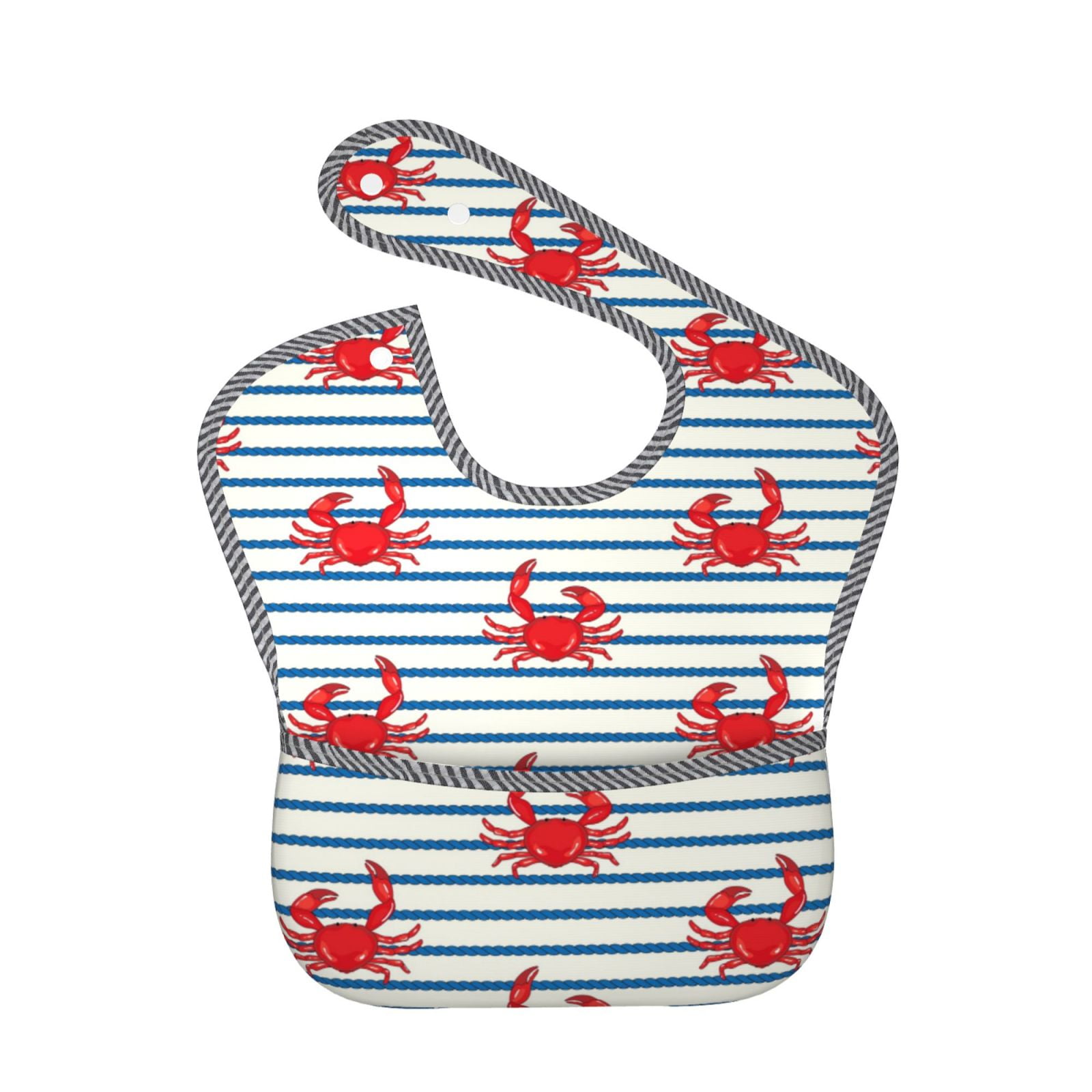 Susaid Cute Red Crabs With Nautical Print Bibs for Babies Toddlers ...