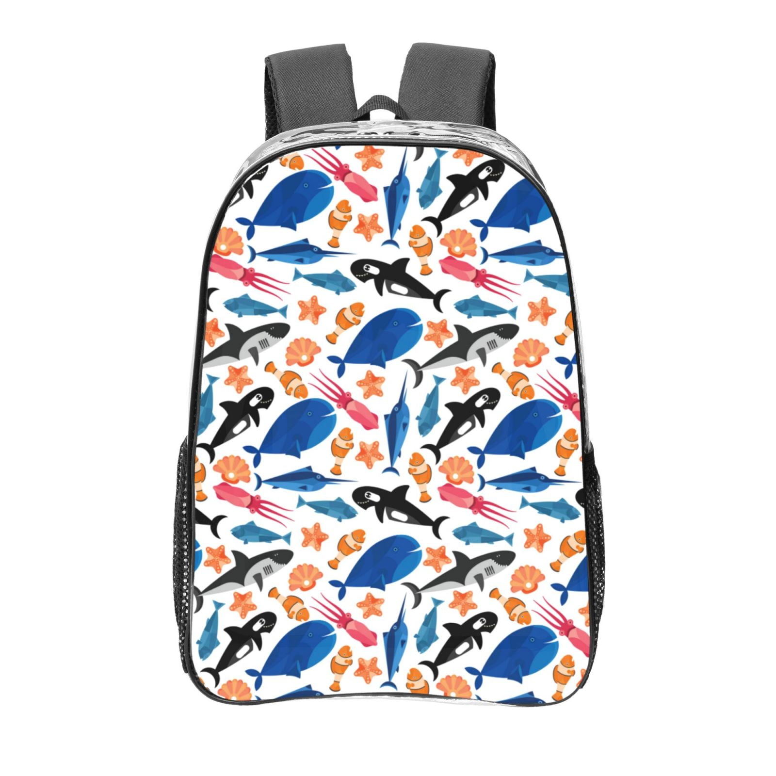 Susaid Cute Sea Animals Print Clear Backpack See Through Transparent ...