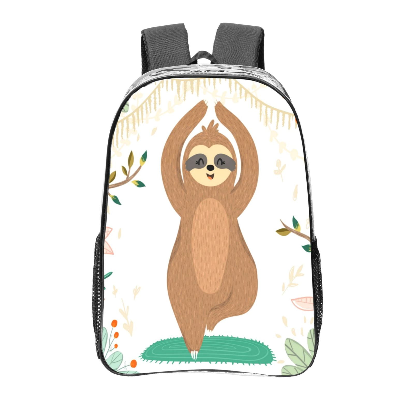 Susaid Cute Sloth In Yoga Pose Tree Print Clear Backpack See Through ...
