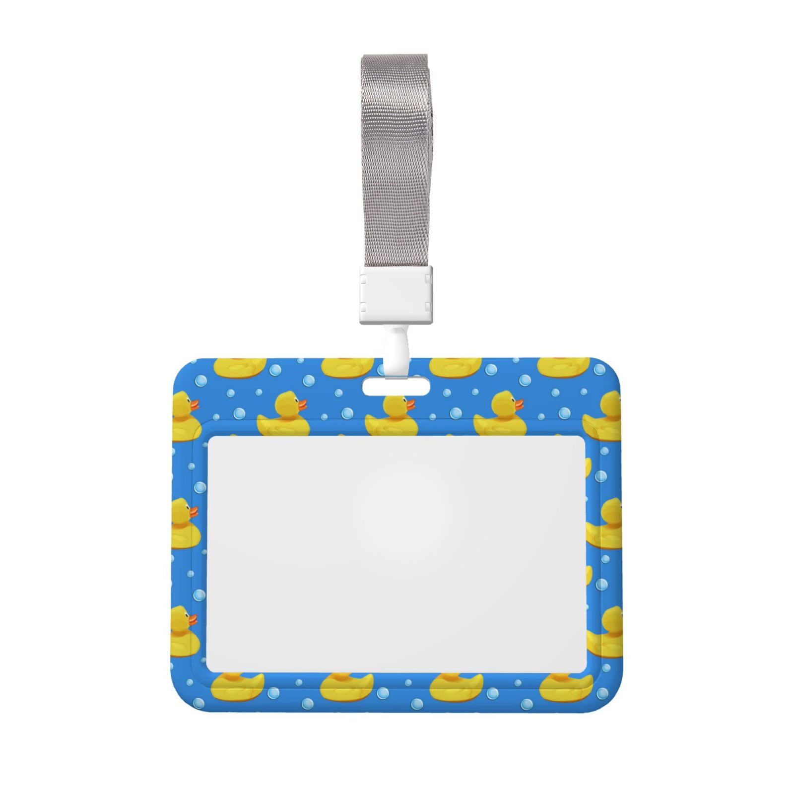Susaid Cute Yellow Rubber Ducks Print ID Badge Holder with Double-Sided ...