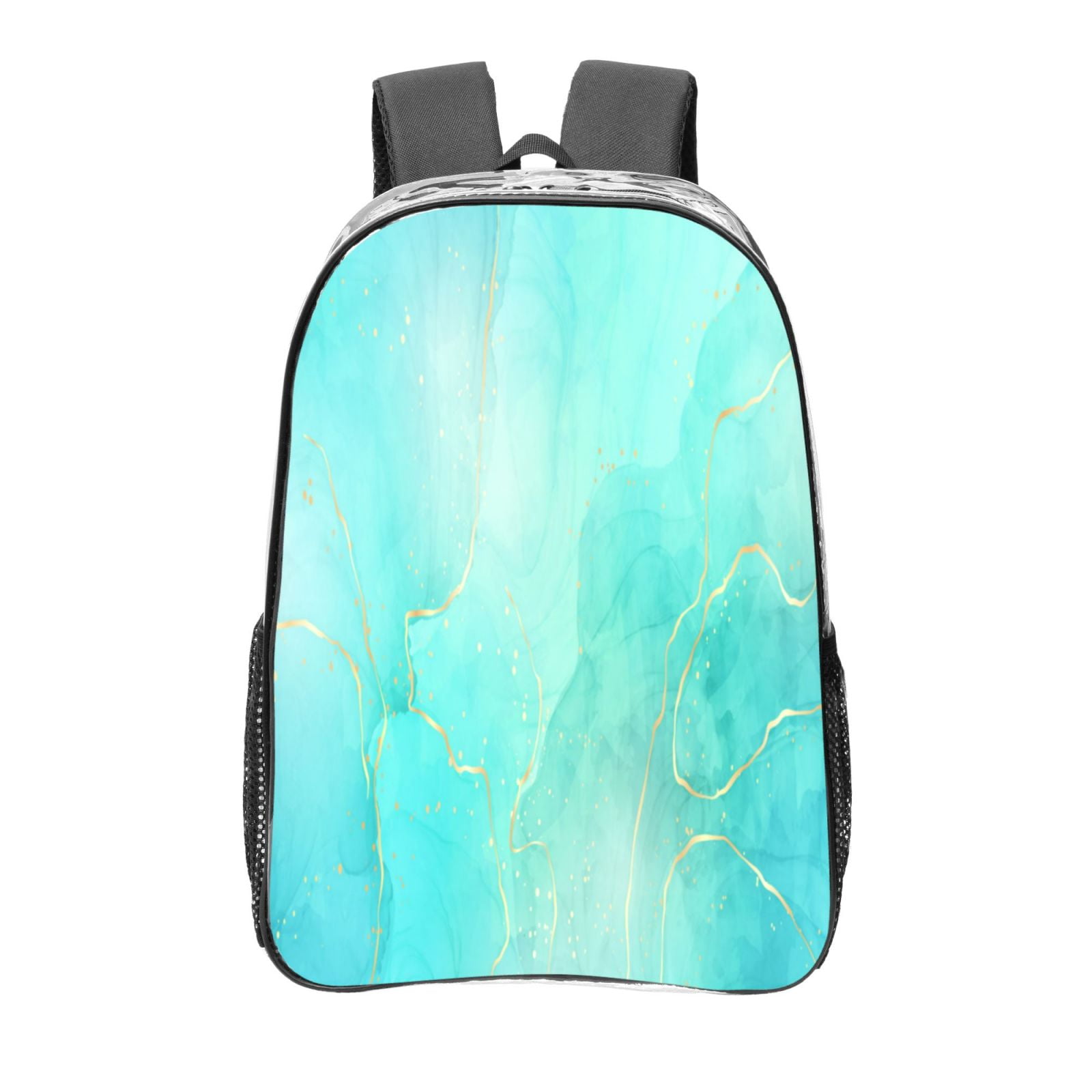 Susaid Cyan Mint Marble Print Clear Backpack See Through Transparent ...