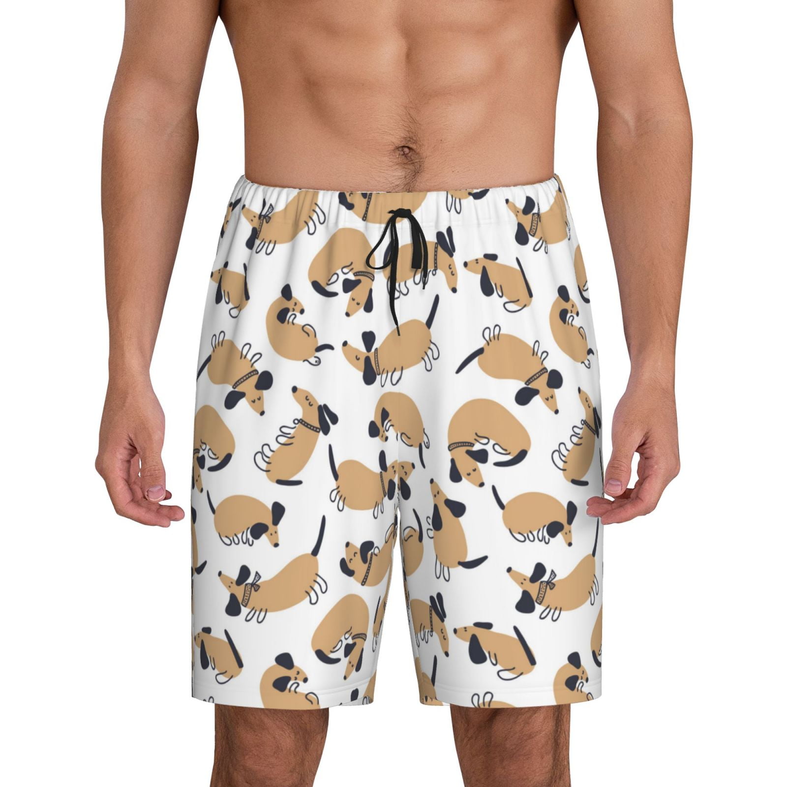 Susaid Dachshund Dog Puppy Print Mens Shorts, Breathable Lounge ...