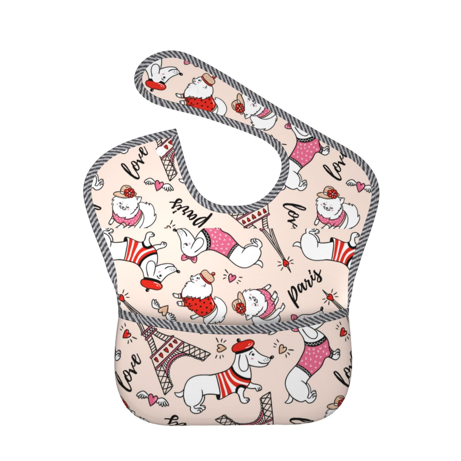 Susaid Dachshund And Eiffel Tower Print Bibs for Babies Toddlers ...