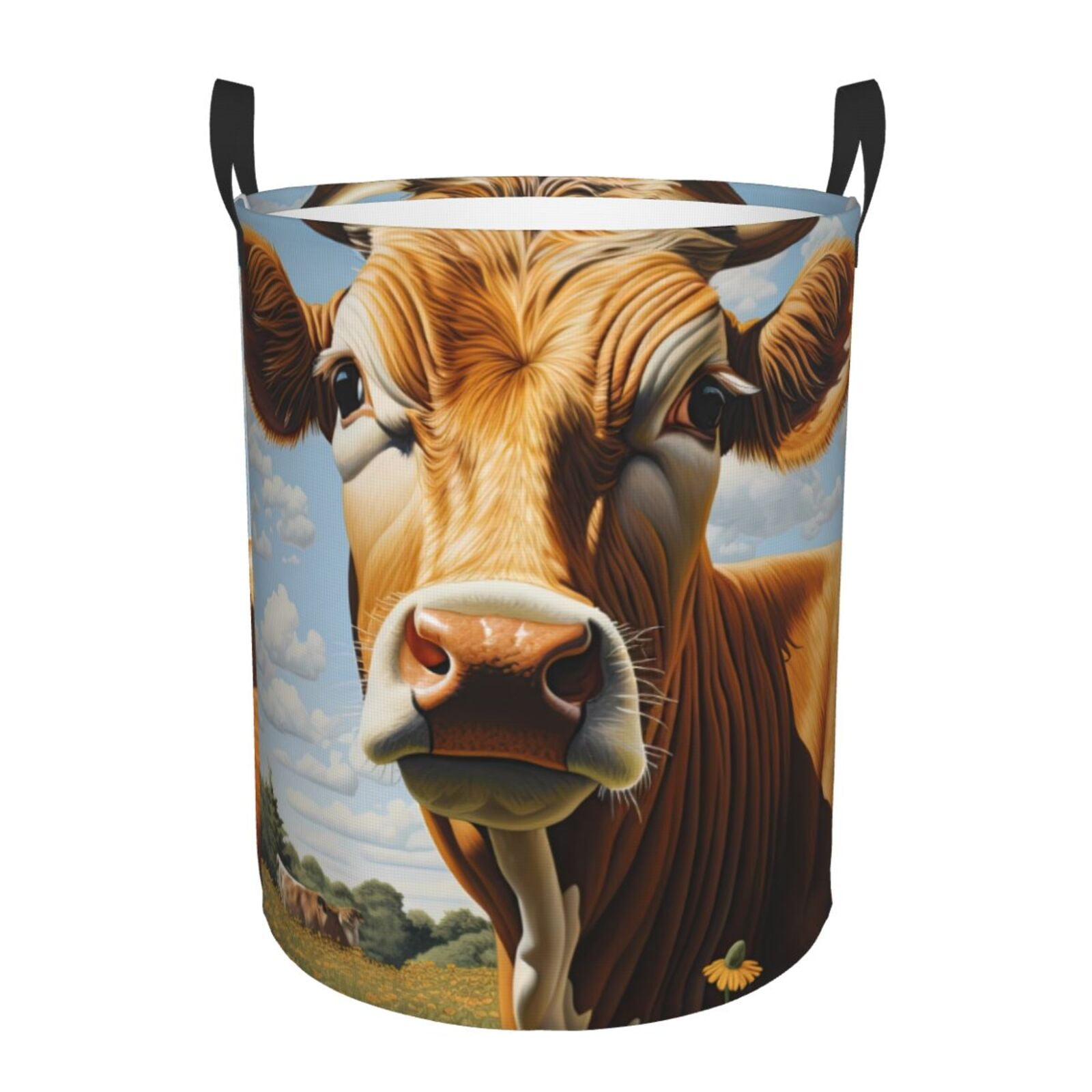 Susaid Daisy Flower Field Cow Print Waterproof Oxford Cloth Storage ...