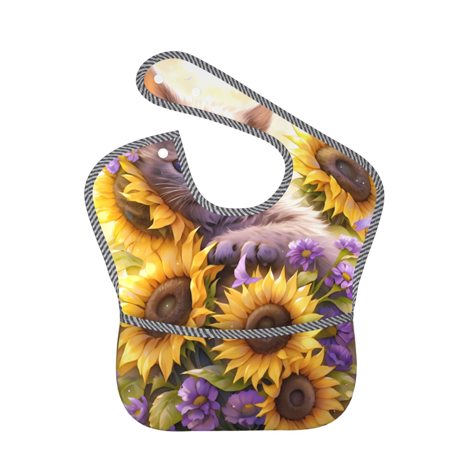 Susaid Daisy Sunflower Lazy Cat Print Bibs for Babies Toddlers ...