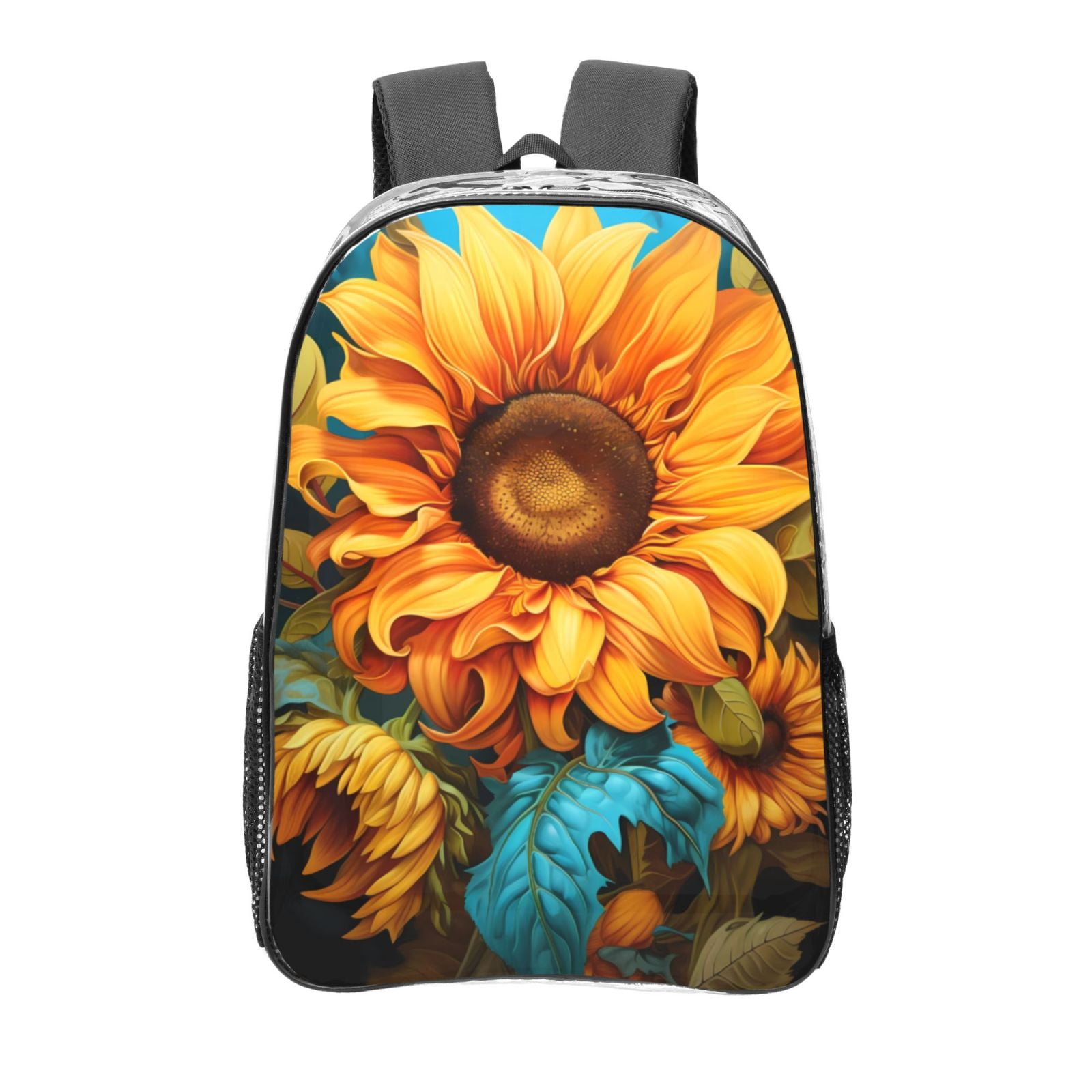 Susaid Deep Yellow Colorful Sunflower Print Clear Backpack See Through ...