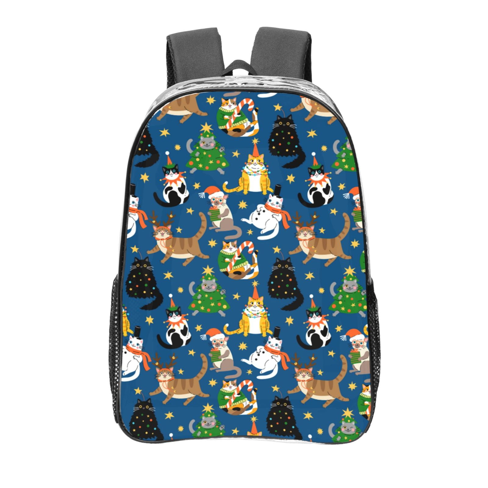 Susaid Different Cats Christmas Print Clear Backpack See Through ...
